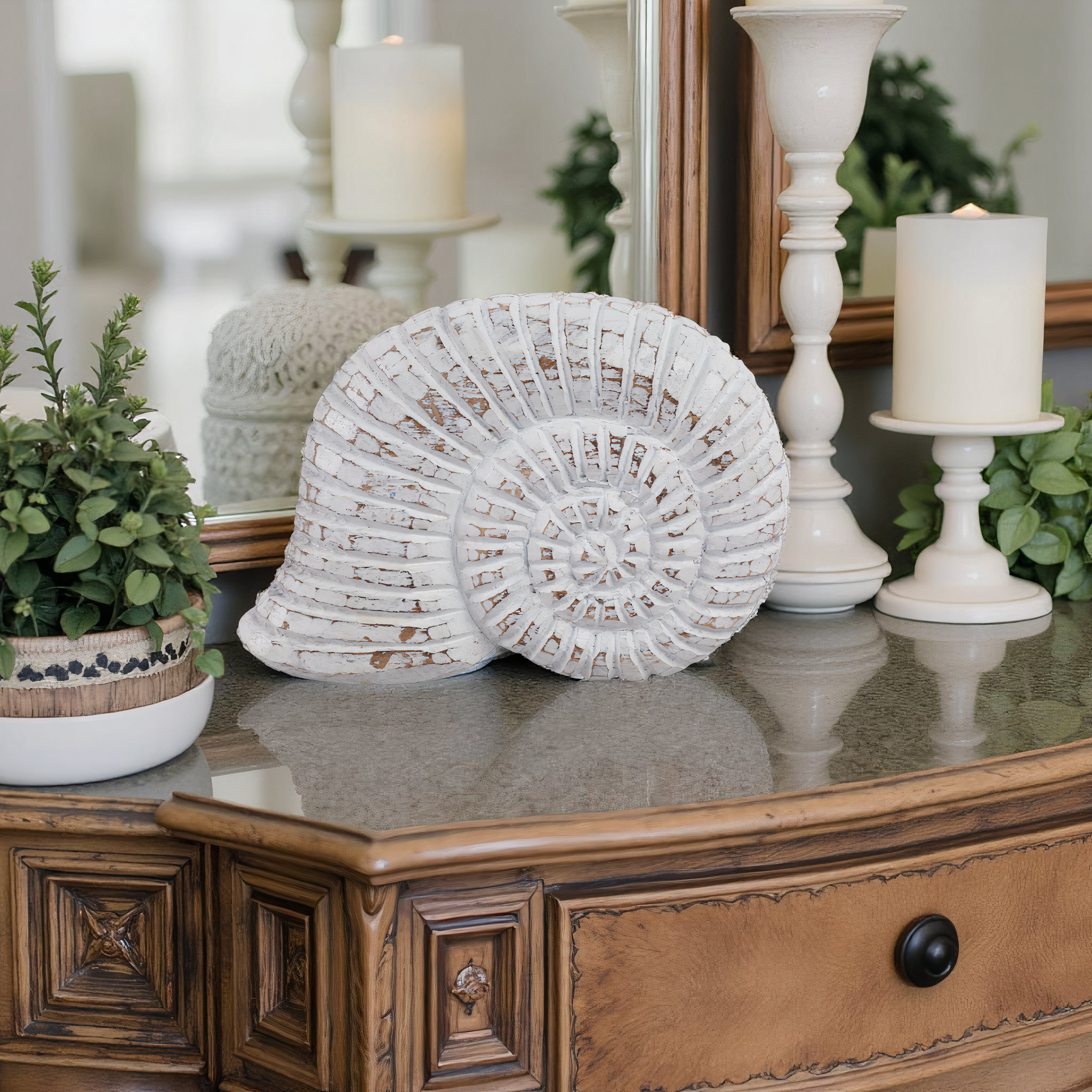 Sand & Stable™ Trish Handcrafted Wooden Nautical Shell Figurine Albasia ...