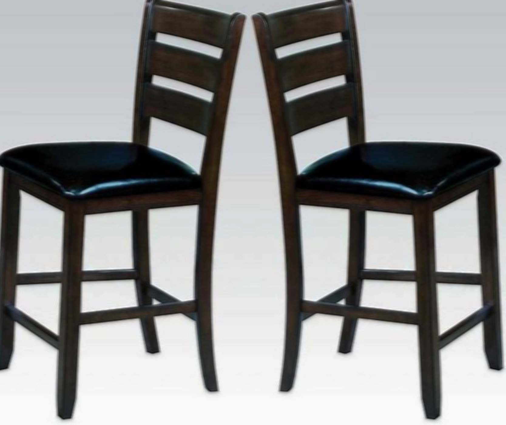 Ebern Designs Istvan Counter Height Chair Set-2 In Black PU & 74633 ...
