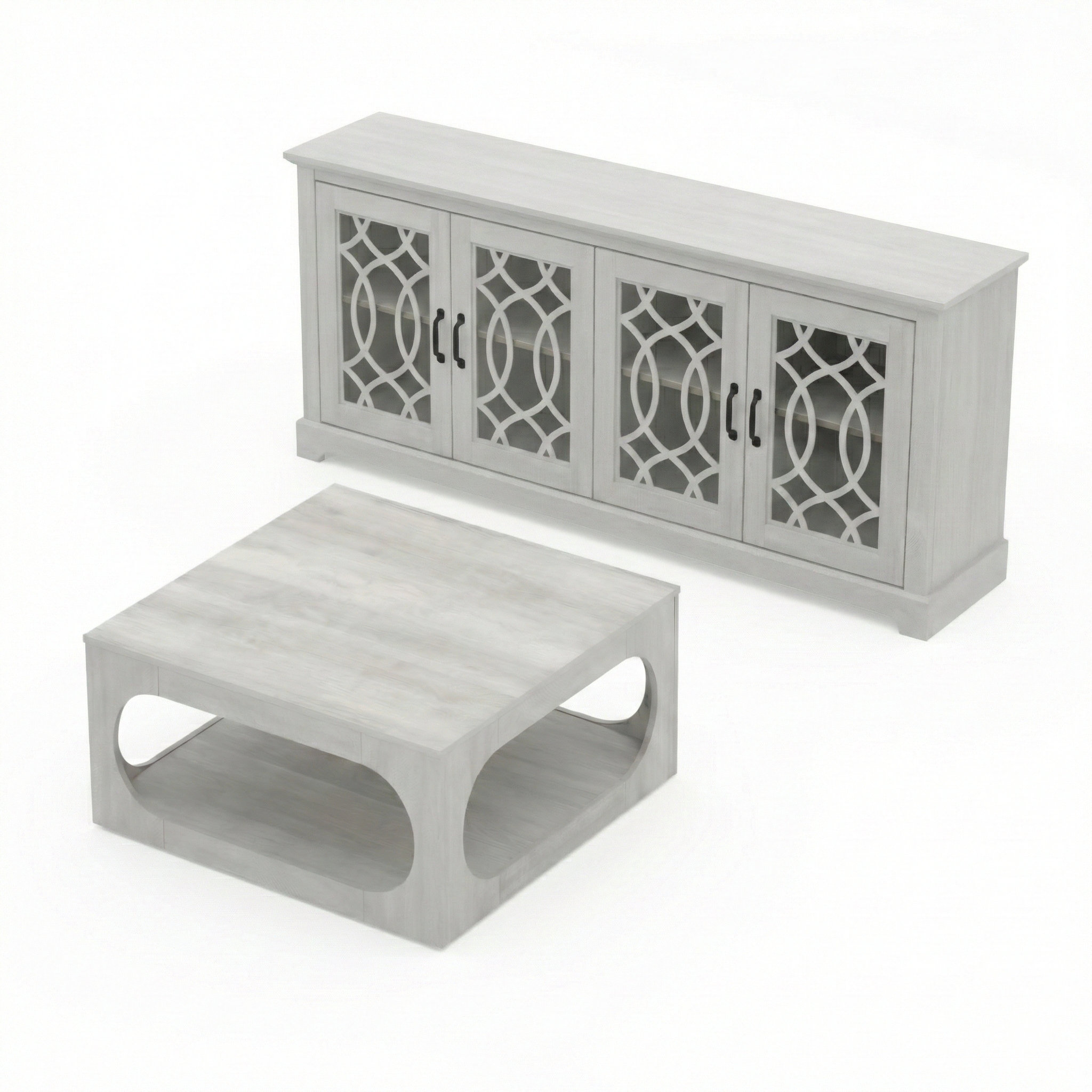 Ebern Designs Inniss Modern 2 Piece Living Room Media And Coffee Table ...