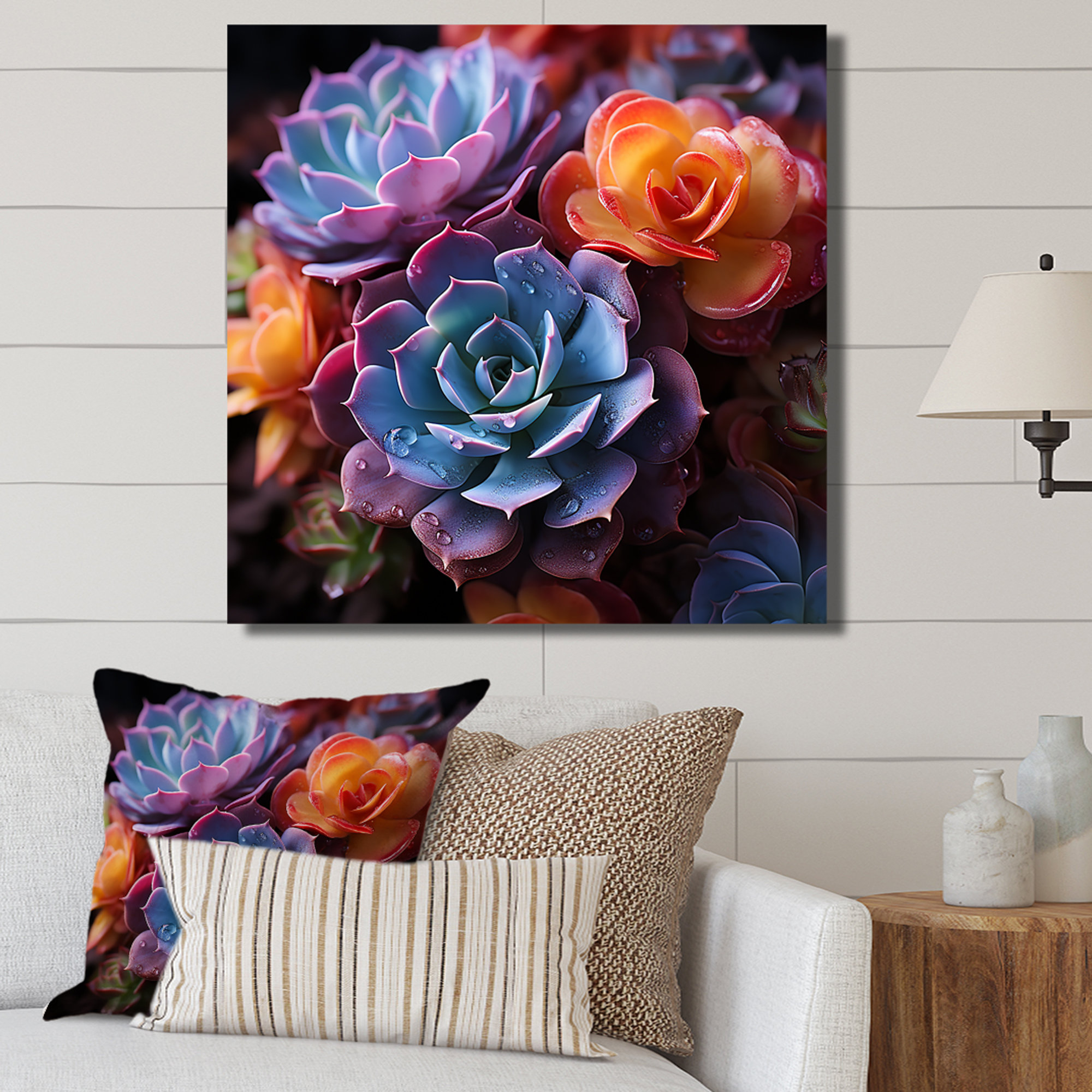 Ebern Designs Colorful Succulents Come Alive II Framed On Canvas Print ...