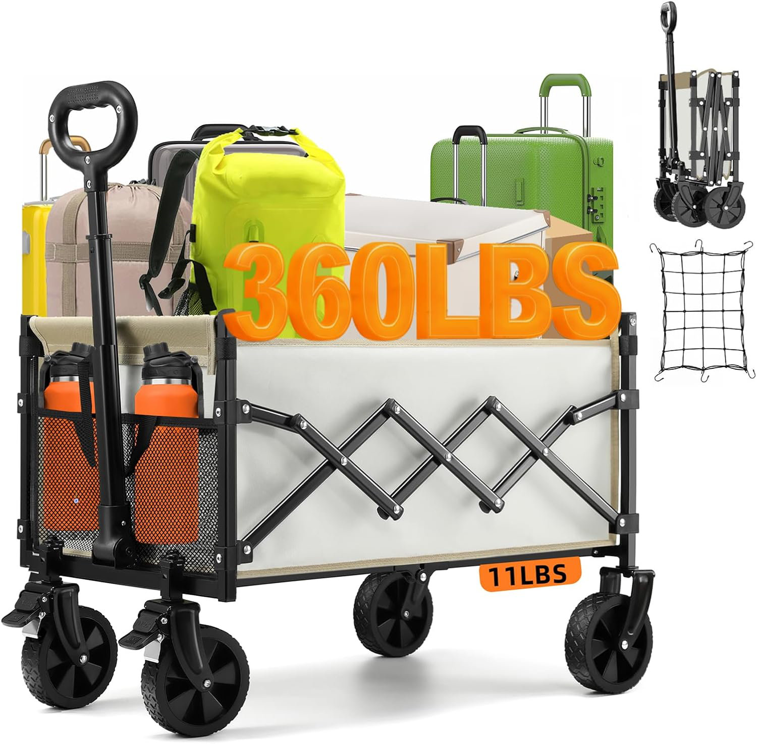 SKE RENTALS Collapsible Wagon Cart Foldable Wagon Portable Heavy Duty ...