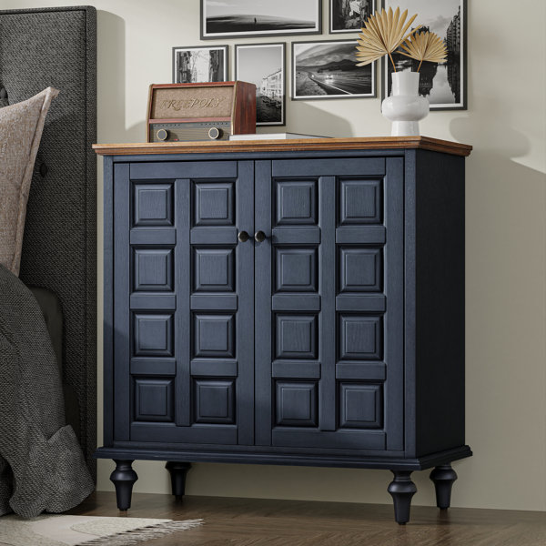 Alcott Hill® Doelling Retro 2 Door Storage Cabinet With Plaid Pattern ...