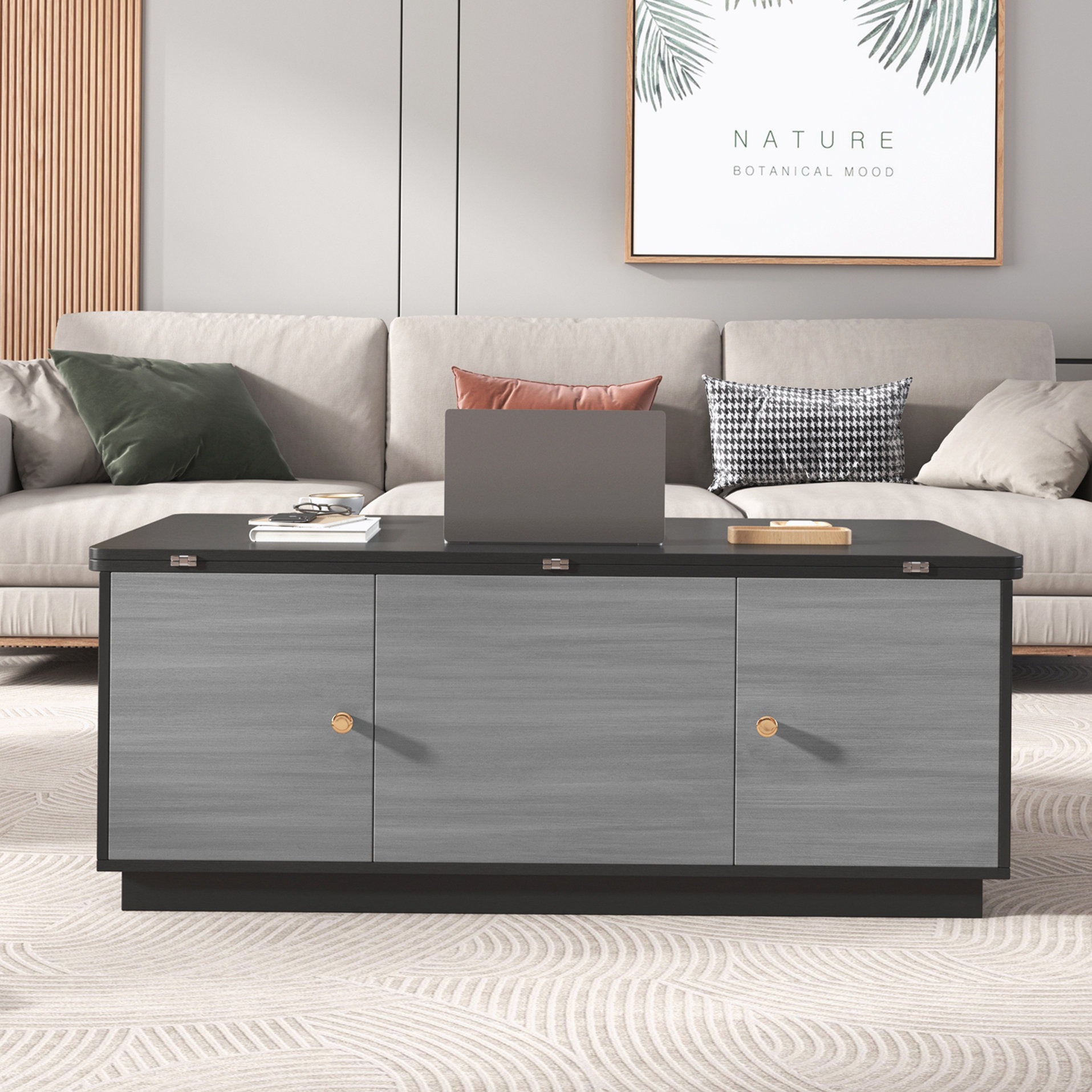 Latitude Run® Margreet Lift Top Block Coffee Table with Storage,Dining ...