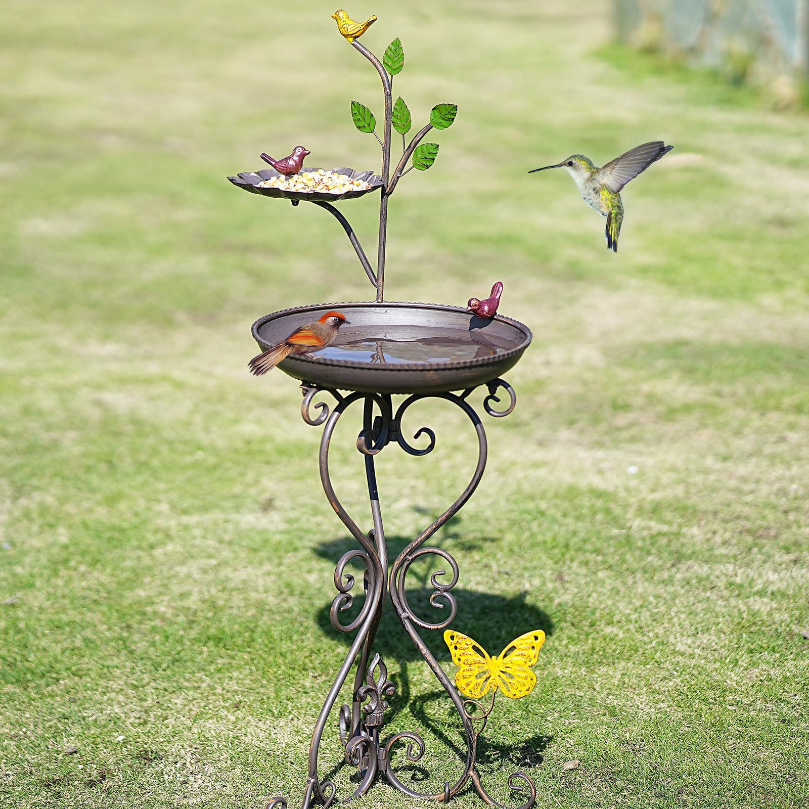 Red Barrel Studio® Free-Standing Bird Baths And Bird Feeder Tray | Wayfair