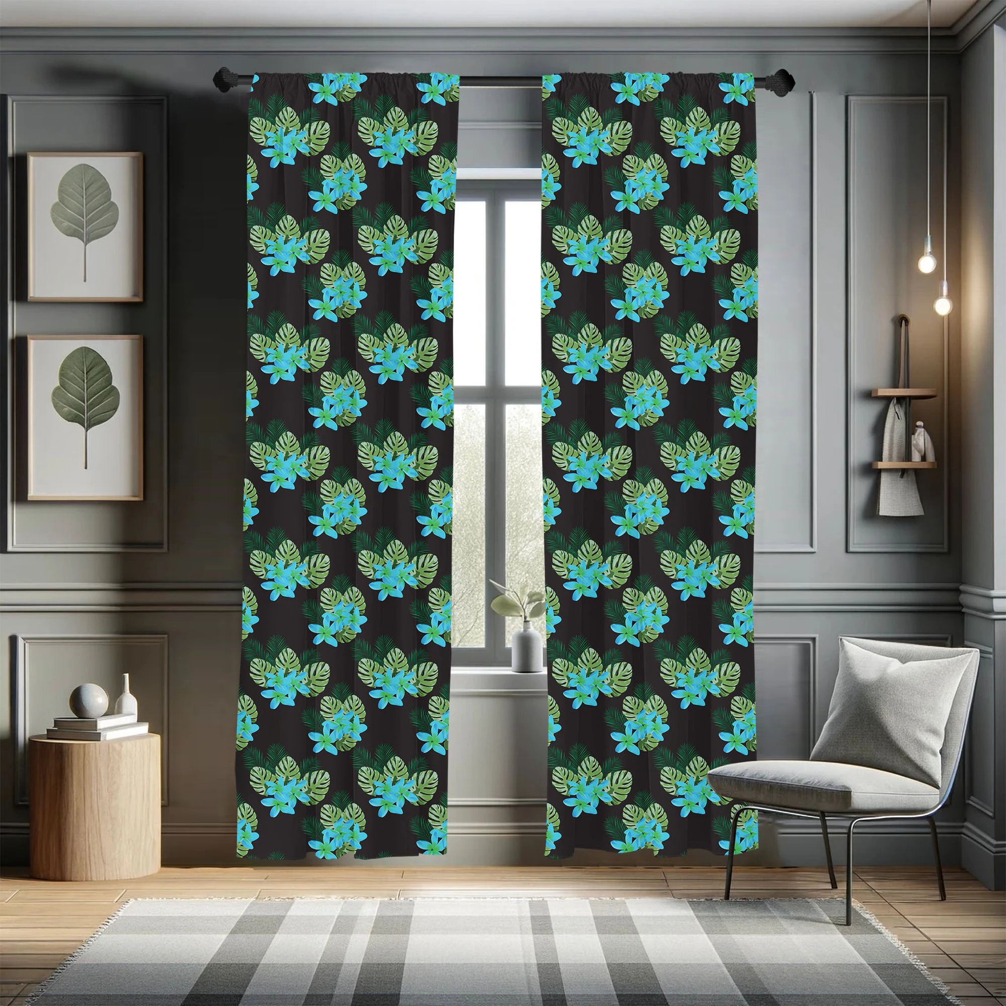East Urban Home Tropical Composition of Flowers Semi-Sheer Rod Pocket ...