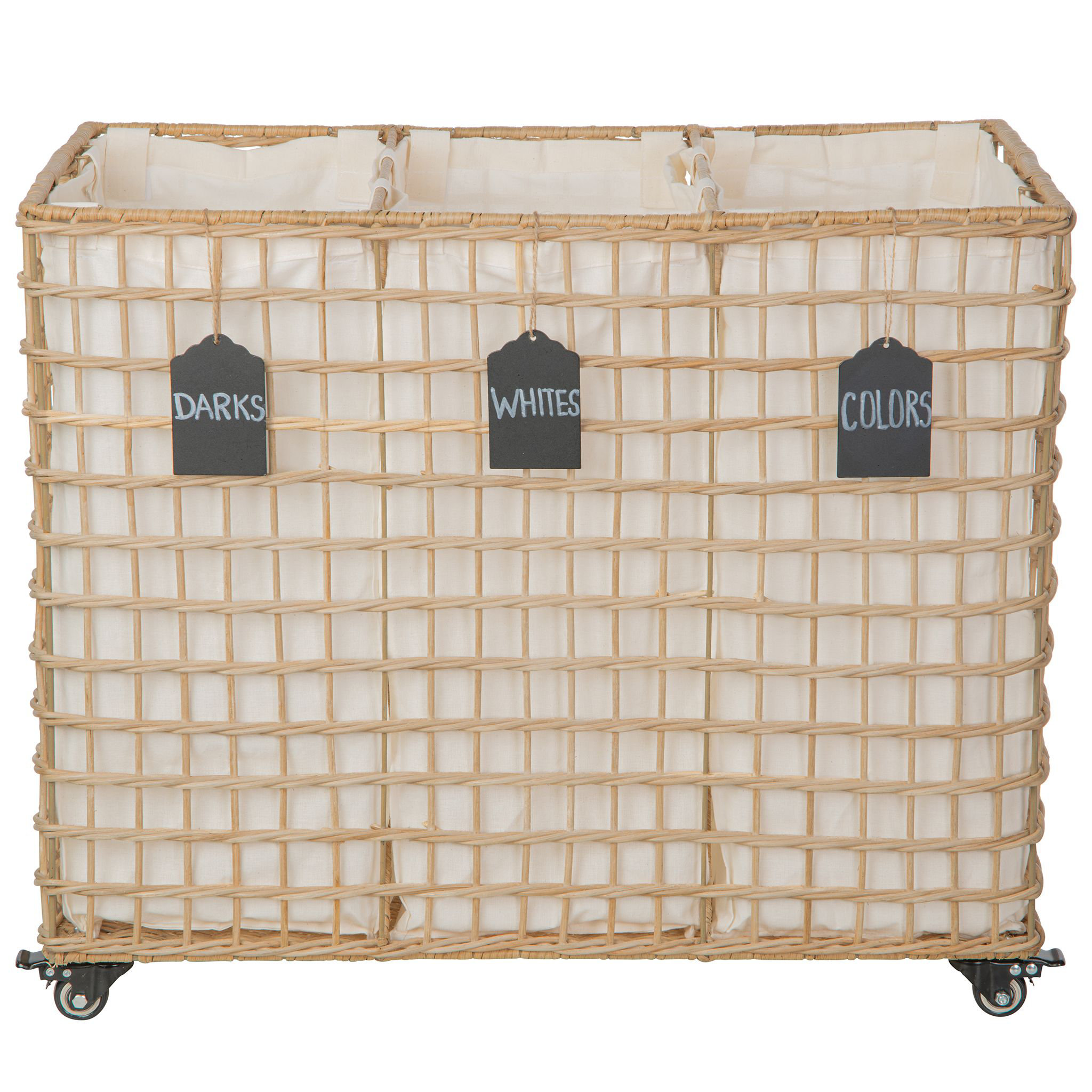 Kouboo Handwoven Wicker Rolling Laundry Sorter | Wayfair