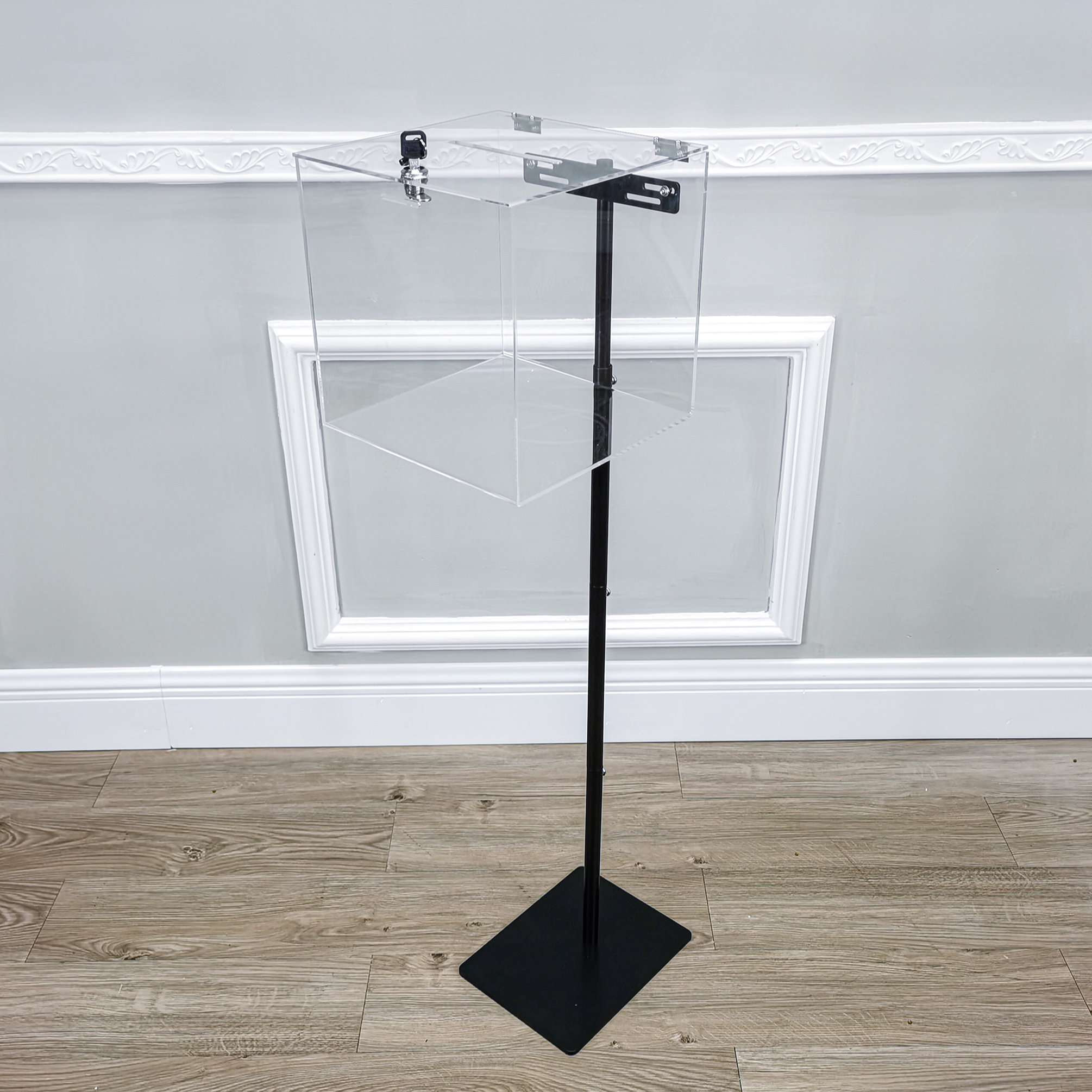 FixtureDisplays Acrylic Donation Box Floor Stand Lobby Foyer Tithes ...
