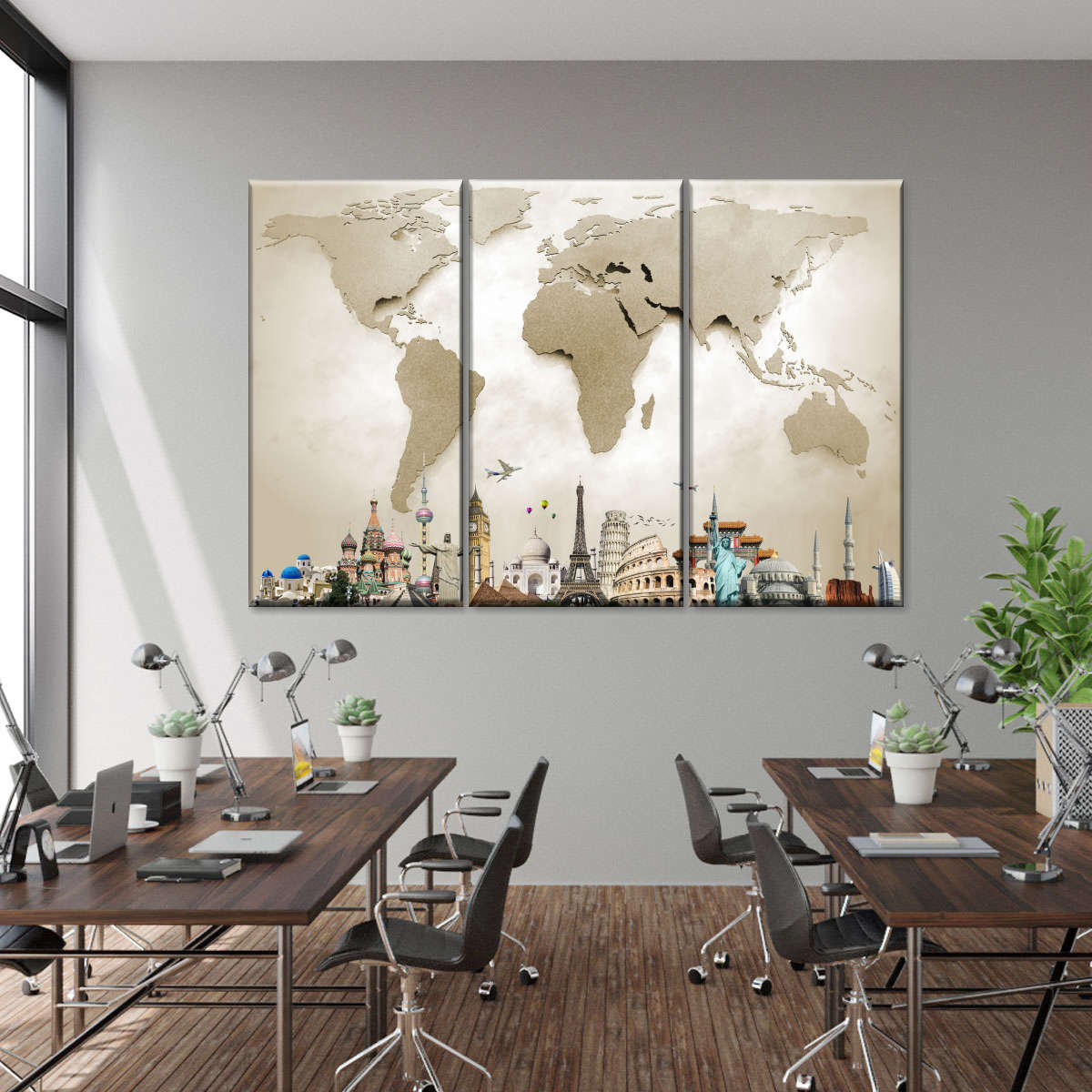 Elephant Stock Minimalist Travel To Places World Map Multi Piece Canvas ...