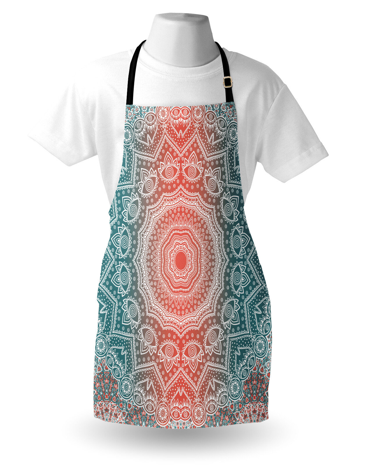 East Urban Home Coral and Teal Apron Unisex, Modern Mandala, Adult Size ...