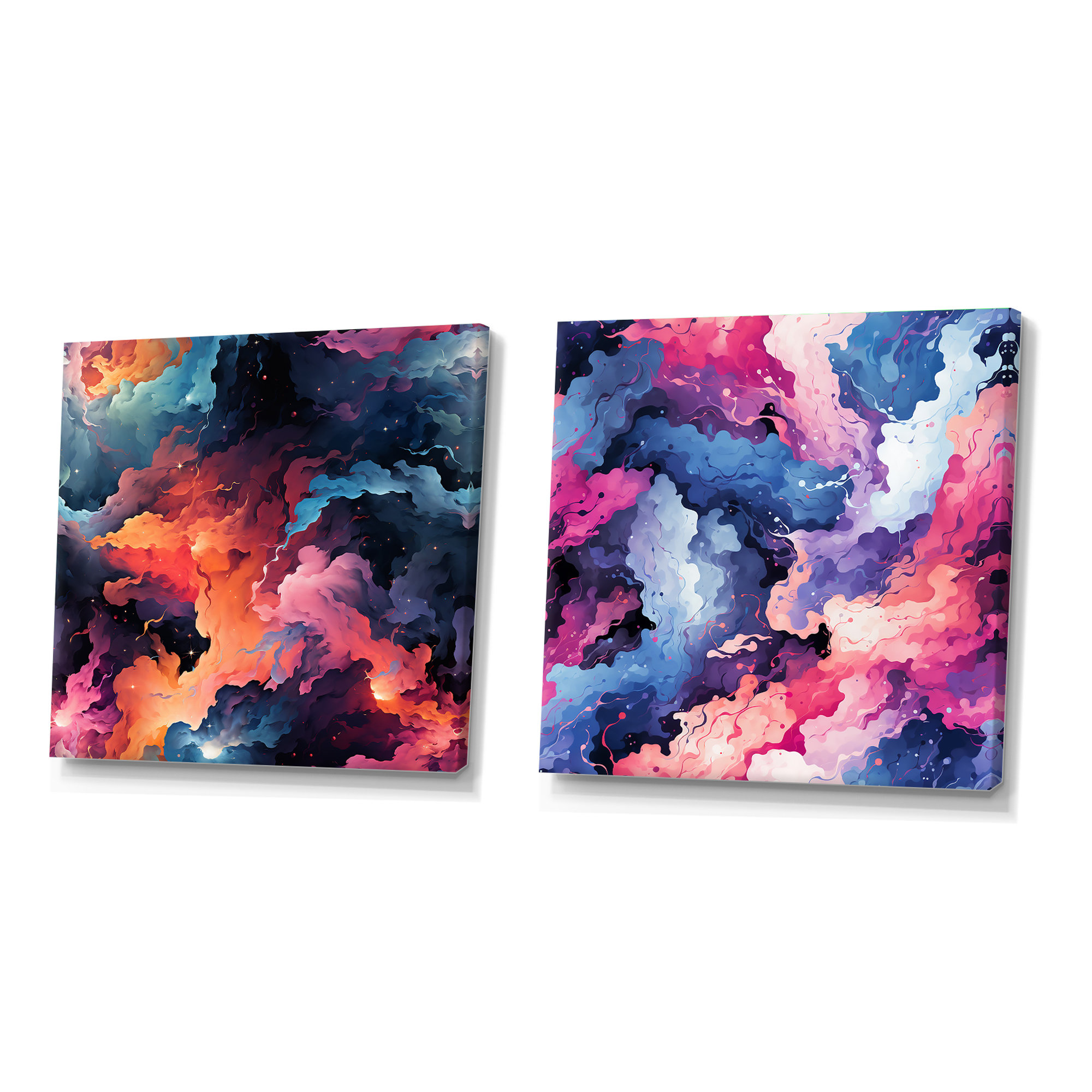 Design Art Cosmic Camo Odysee - Abstract Square Collage Set Of 2 | Wayfair