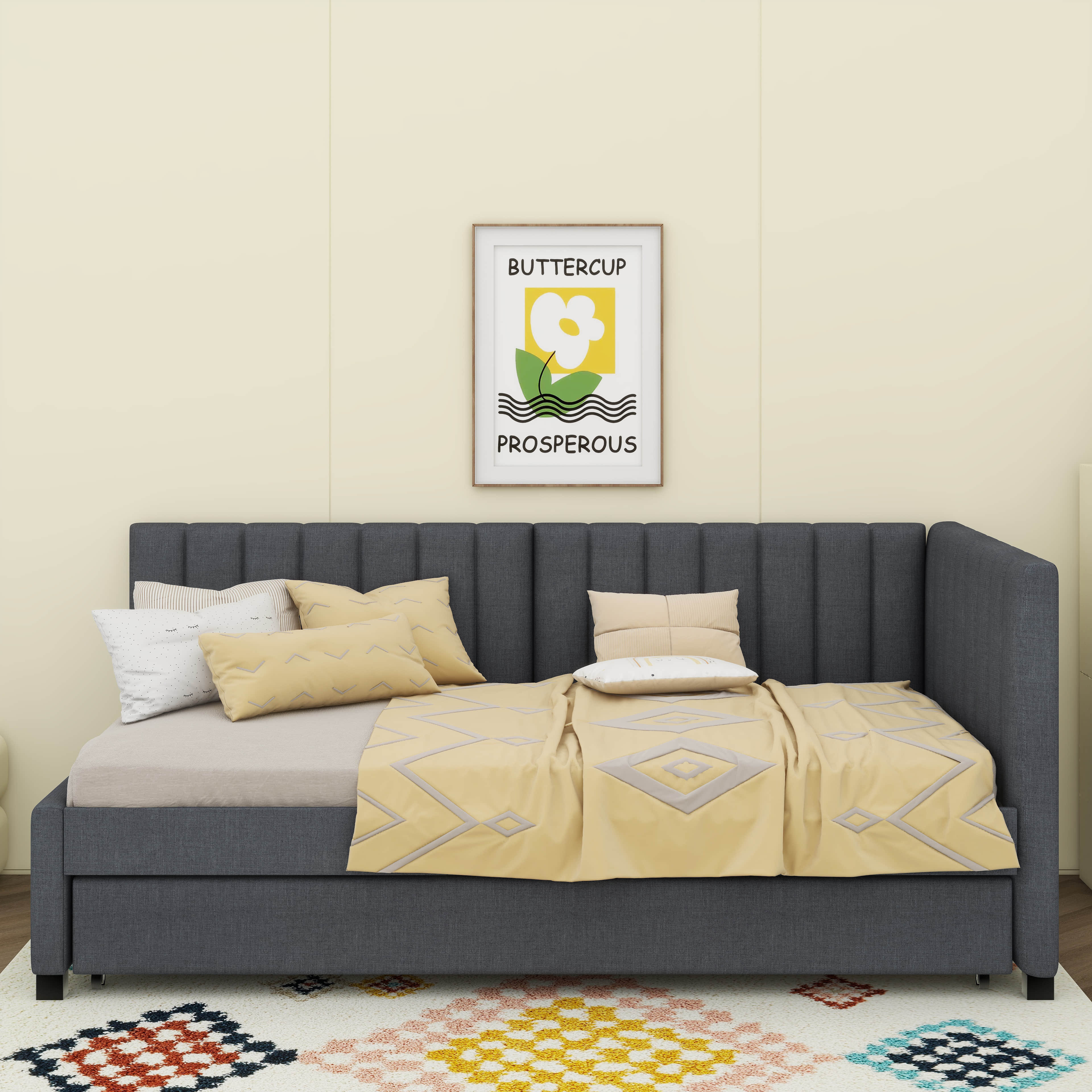 Latitude Run® Upholstered Daybed With Hidden Sliding Sofa Bed Frame ...