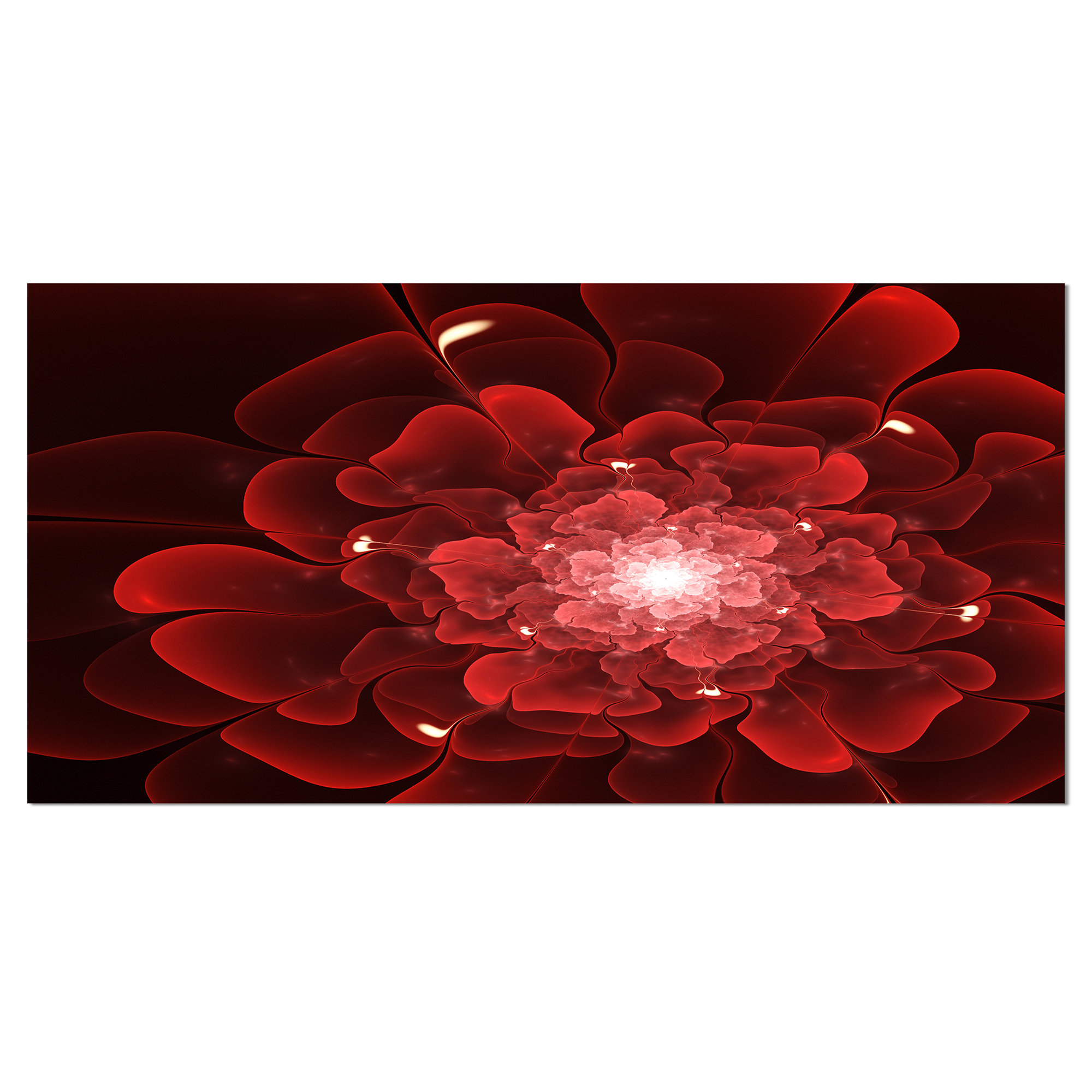 Design Art Clear Red Fractal Flower Graphic Art on Wrapped Canvas | Wayfair