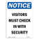 SignMission Visitors Must Check in with Security Sign | Wayfair