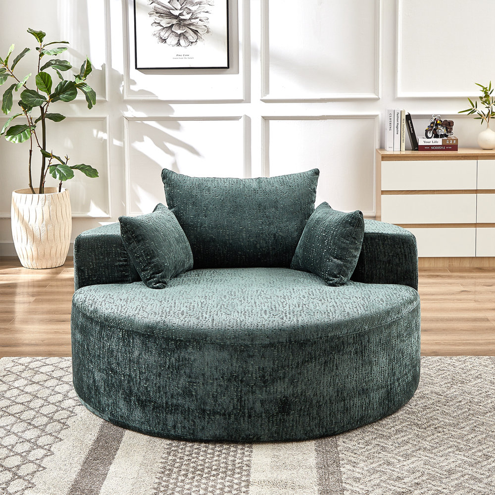 Latitude Run® Chenille Sponge single sofa Fluffy Modern Sleeper Chair ...