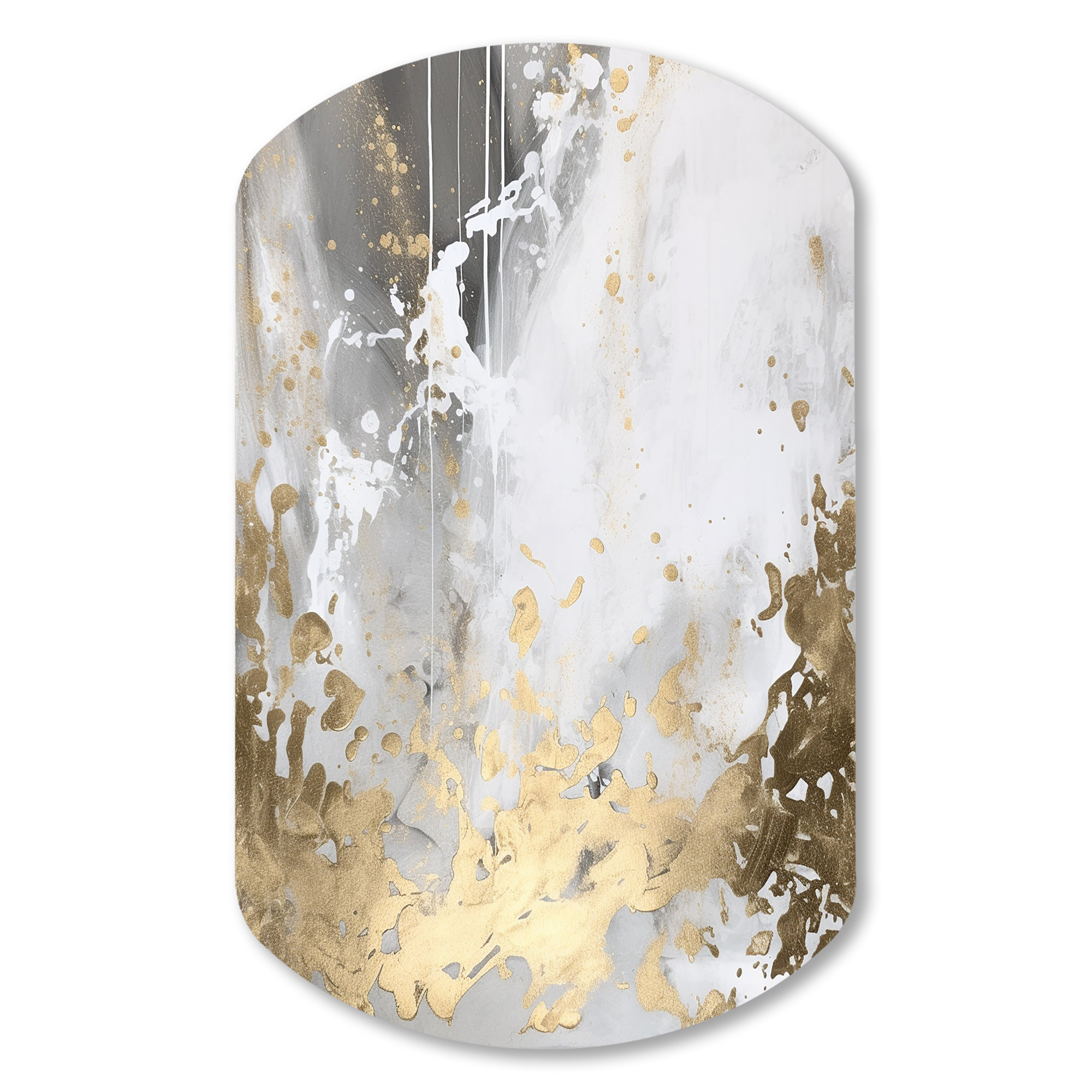 Design Art Gold And White Colliding Abstract I - Abstract Irregular ...