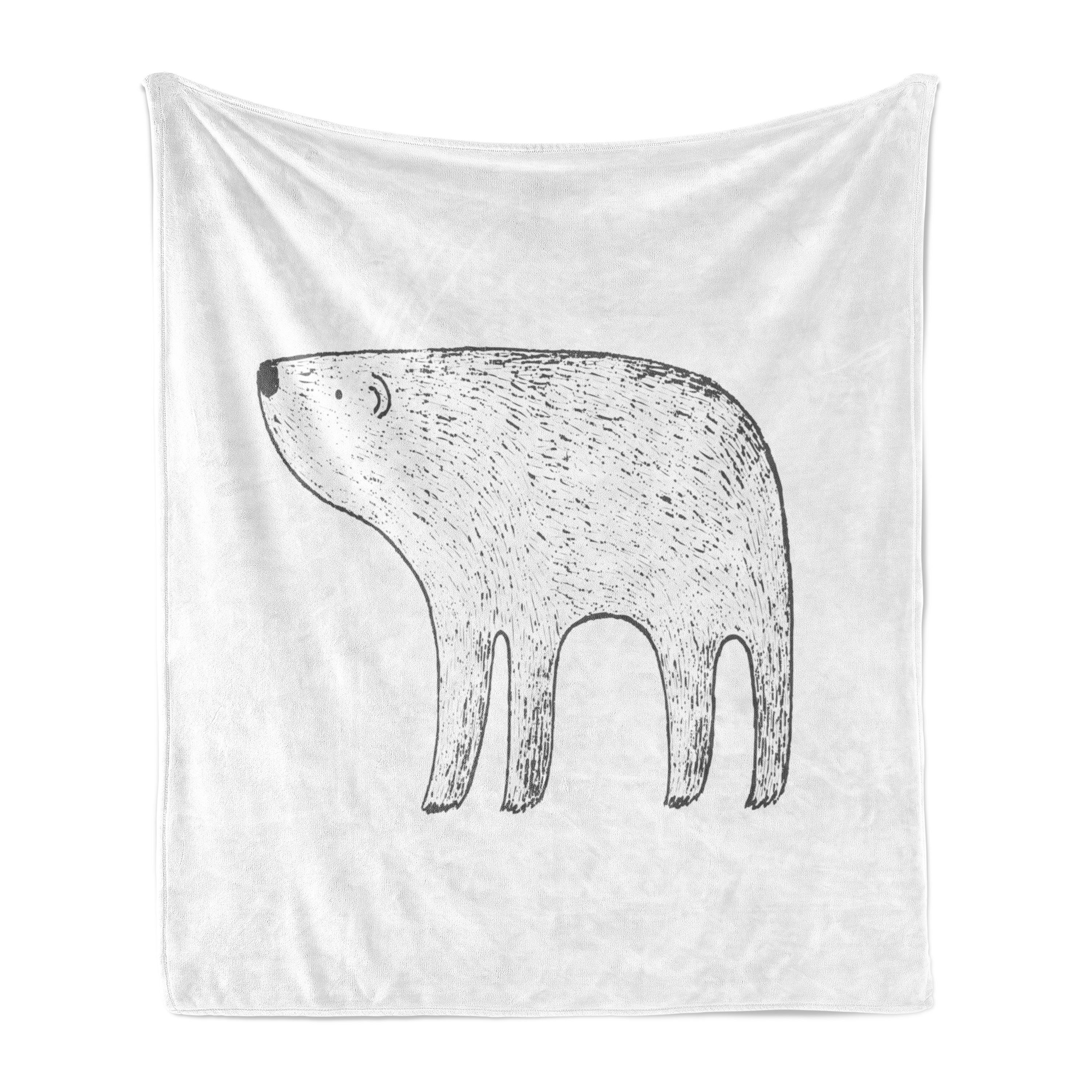 Ambesonne Polar Bear Fleece Throw Blanket Hand Drawn Animal Charcoal ...
