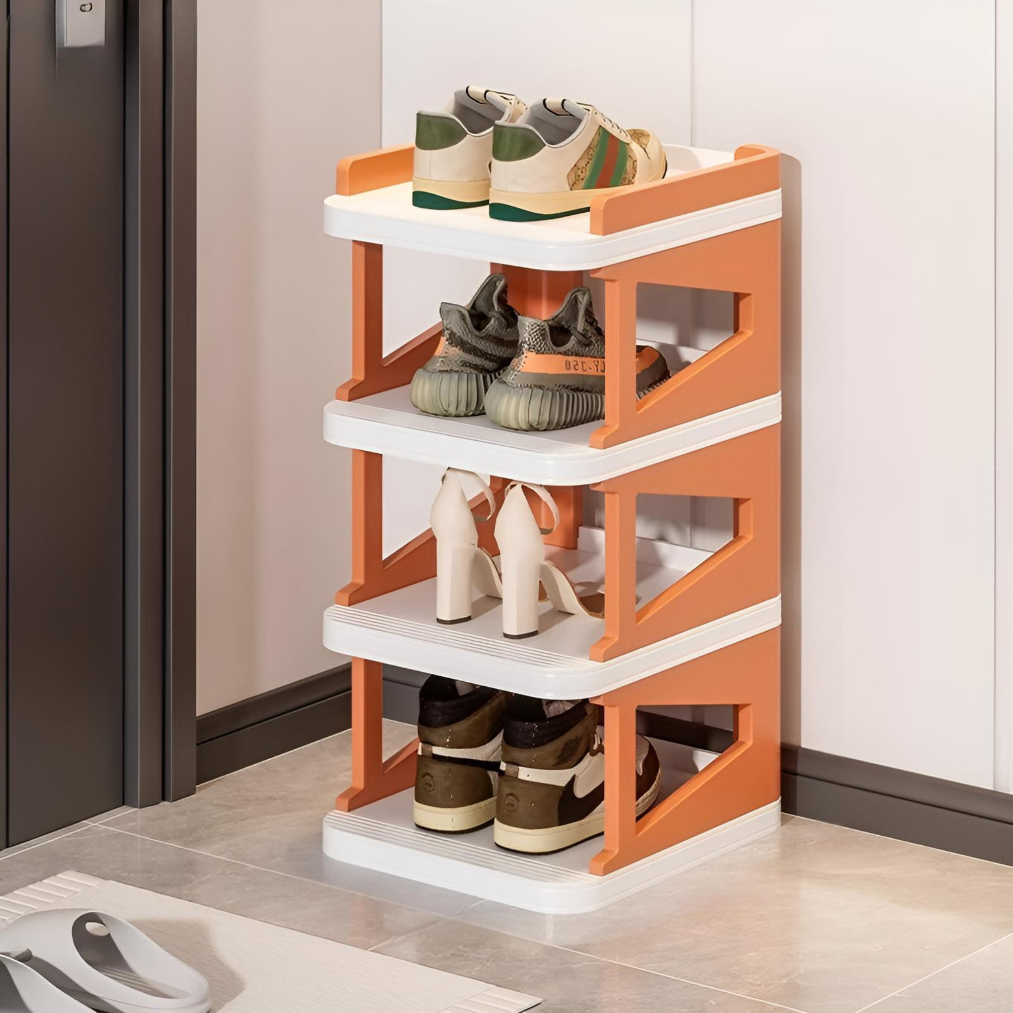 Rebrilliant Simple Shoe Rack - Indoor Narrow Shoe Rack Storage Rack ...