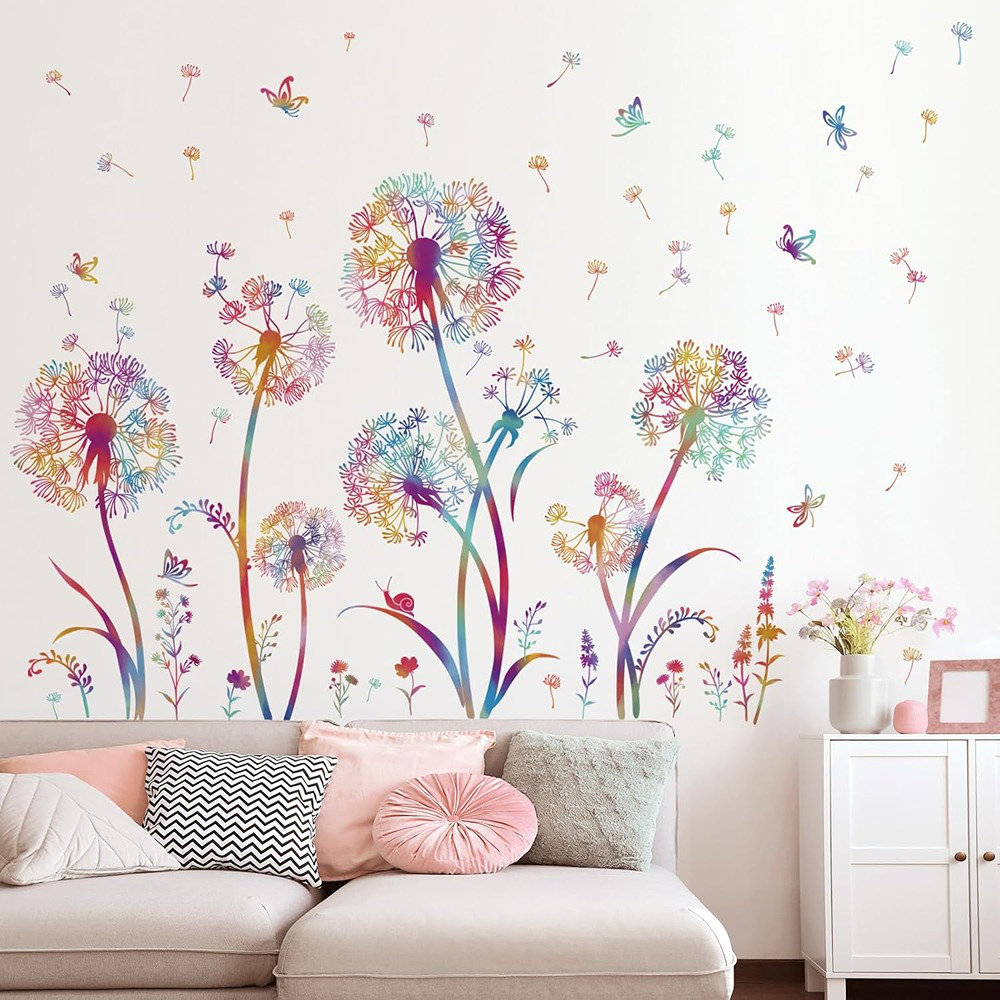 Lark Manor™ Blowing Dandelion Wall Decals – Multicolor – Flying Flowers ...