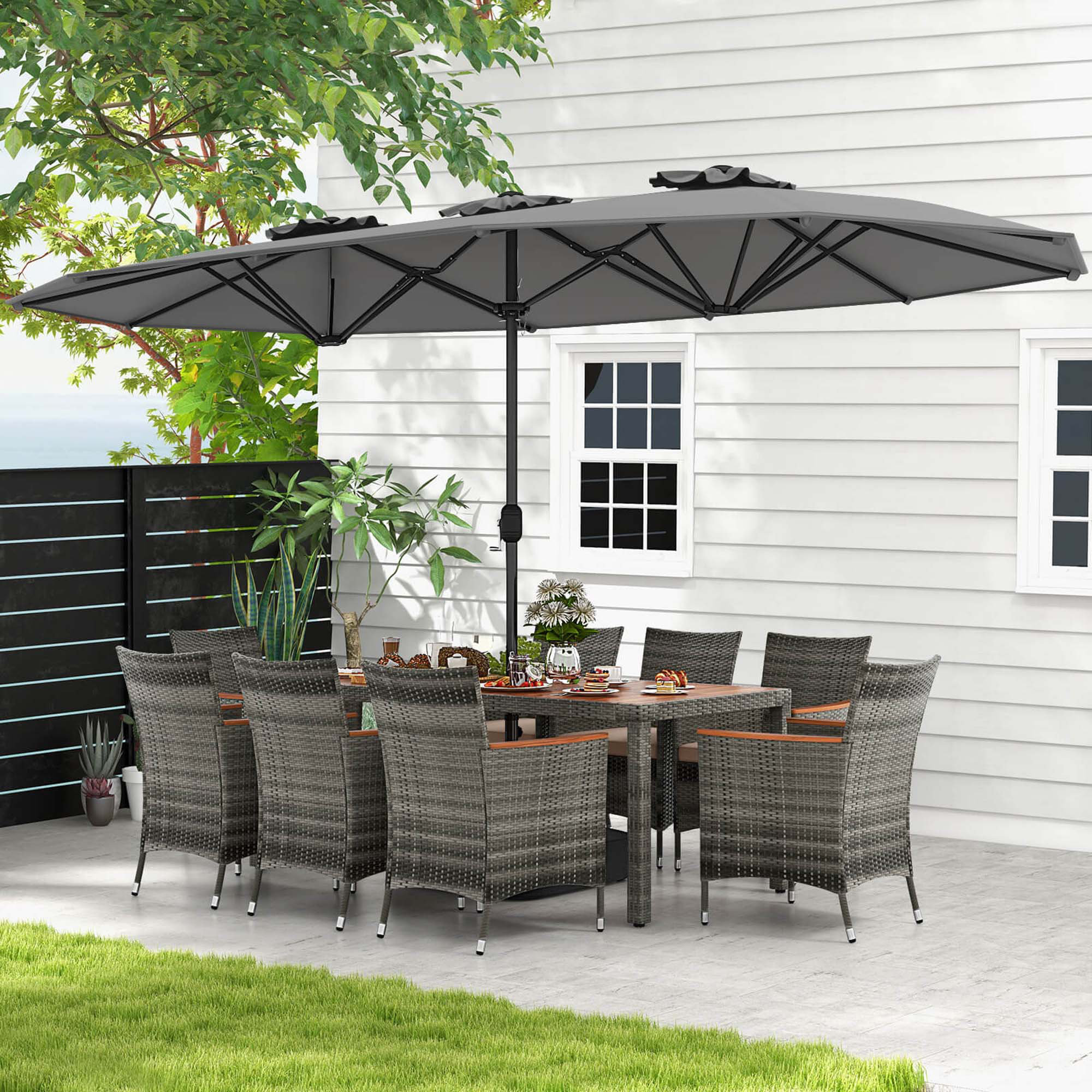 Red Barrel Studio® 10 Pieces Patio Wicker Dining Set With Double-sided ...