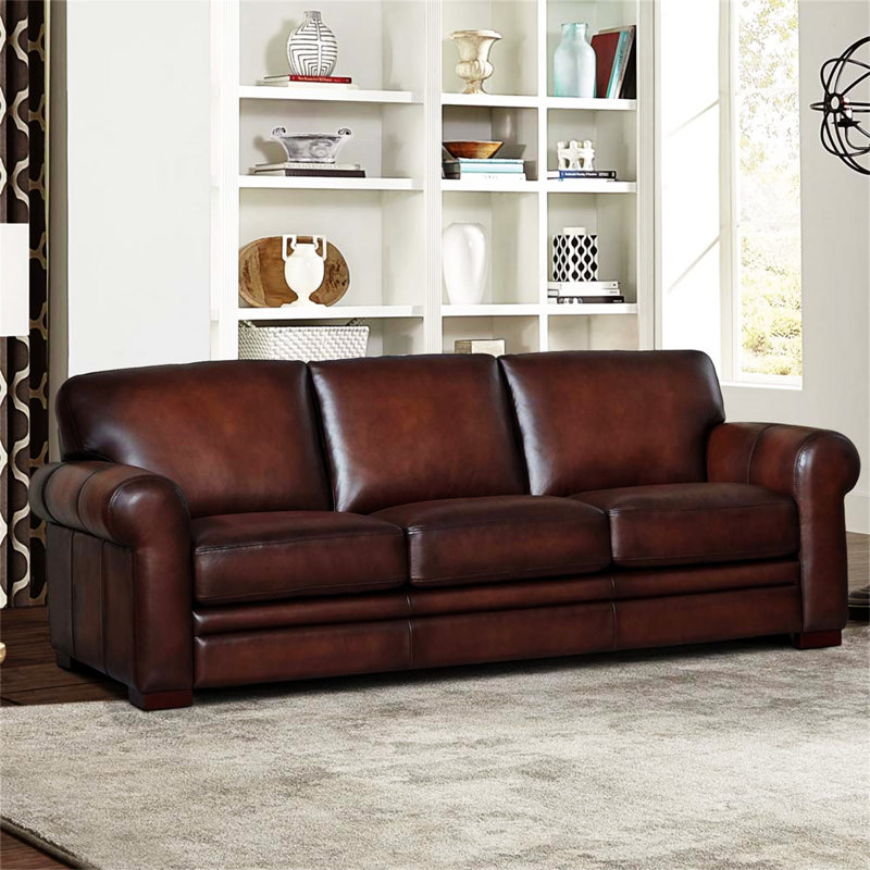 Wildon Home® Brookfield Top Grain Leather Sofa Couch | Wayfair