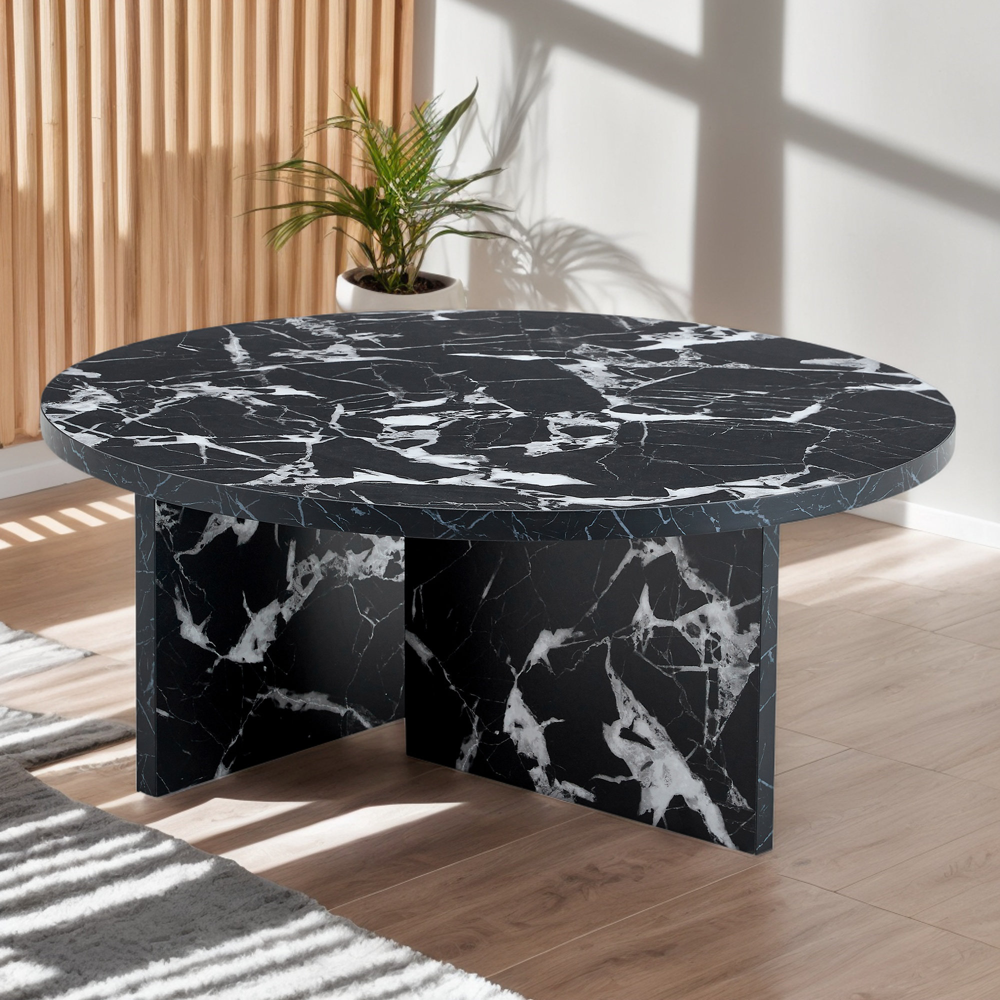 Wrought Studio™ Modern Minimalist Round Coffee Table - Nordic-Inspired ...