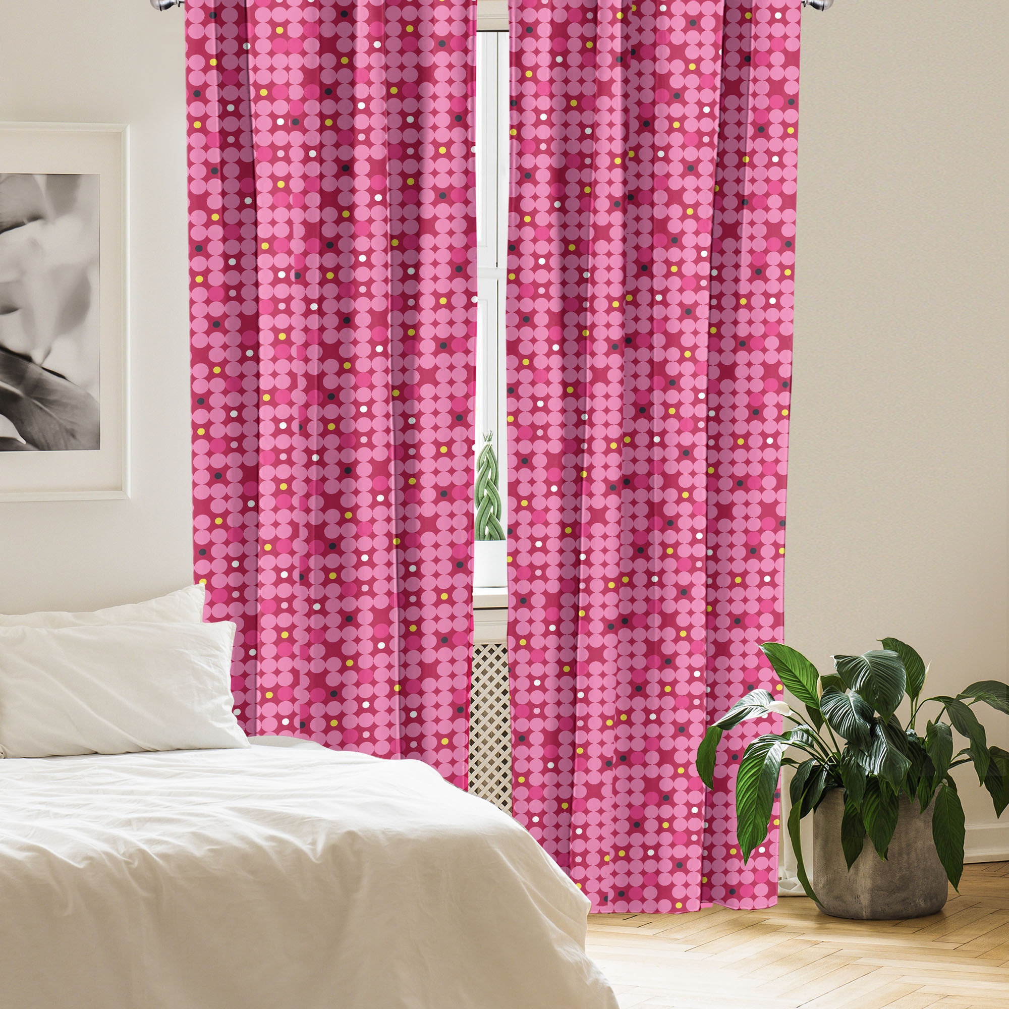 Latitude Run® Geometric 4-Panel Curtains, Modern Feminine Rounds ...