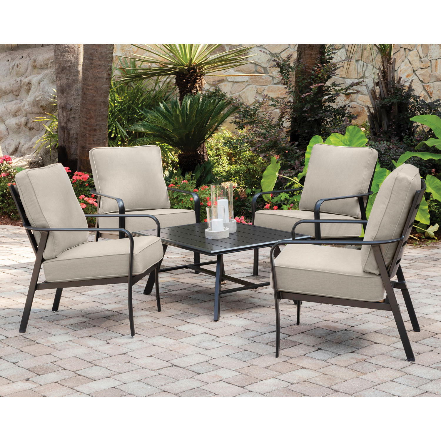 Gracie Oaks Colson 5-Piece Commercial-Grade Patio Seating Set with 4 ...