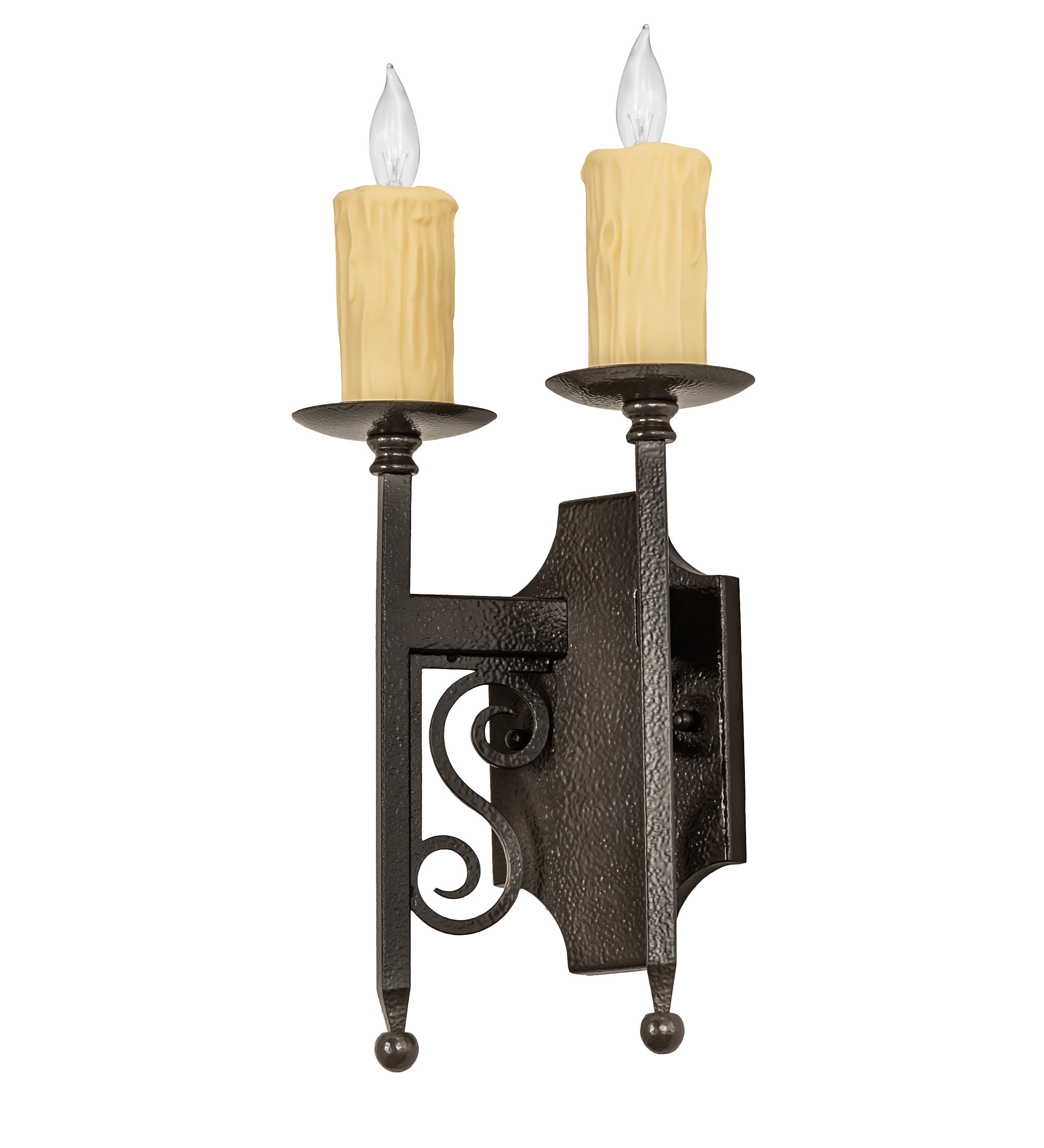 Meyda Lighting Toscano 2 - Light Dimmable Bronze Candle Wall Light ...