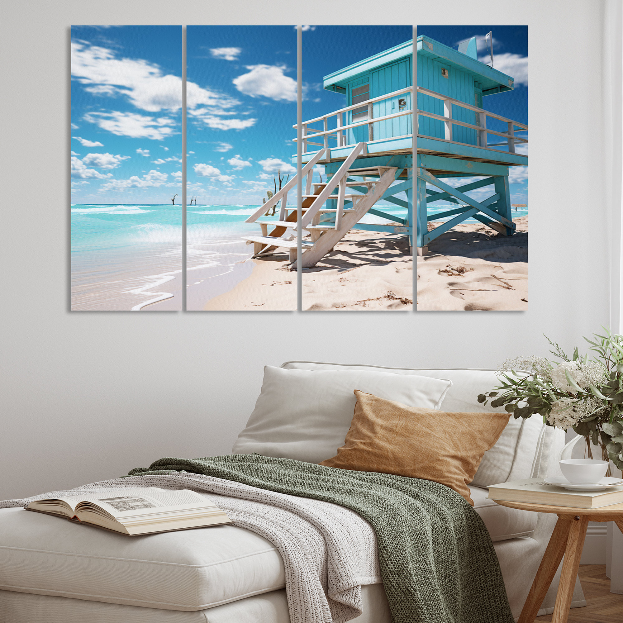 Highland Dunes Turquoise Miami Lifeguard Whispers II On Canvas 4 Pieces ...