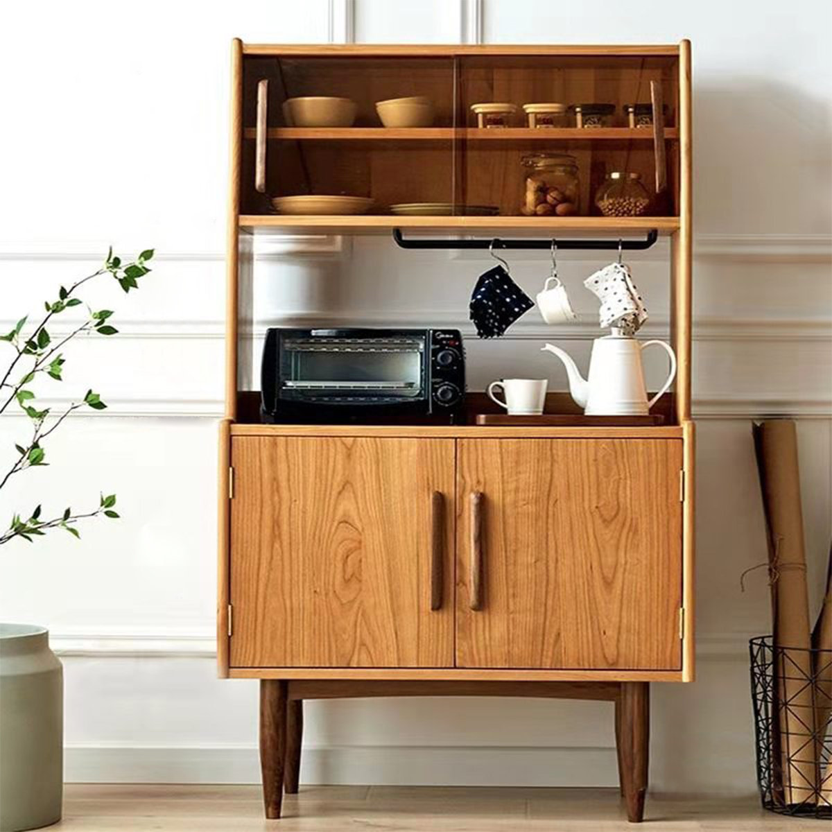 George Oliver Scandinavian Solid Wood Kitchen Combination Storage Food ...