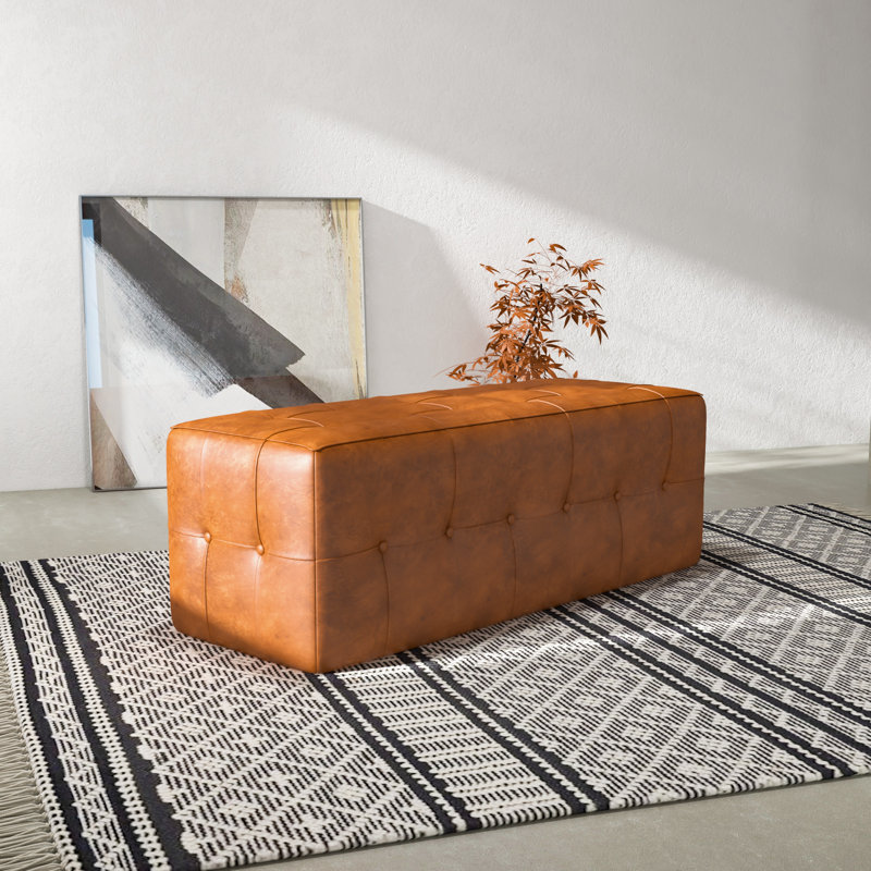 Trent Austin Design® Hartlepool 47.5" Wide Genuine Leather Tufted ...