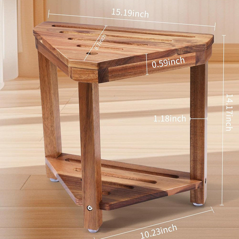 Loon Peak® Shower Foot Rest 14in,Wood Shower Stool,Waterproof Corner ...