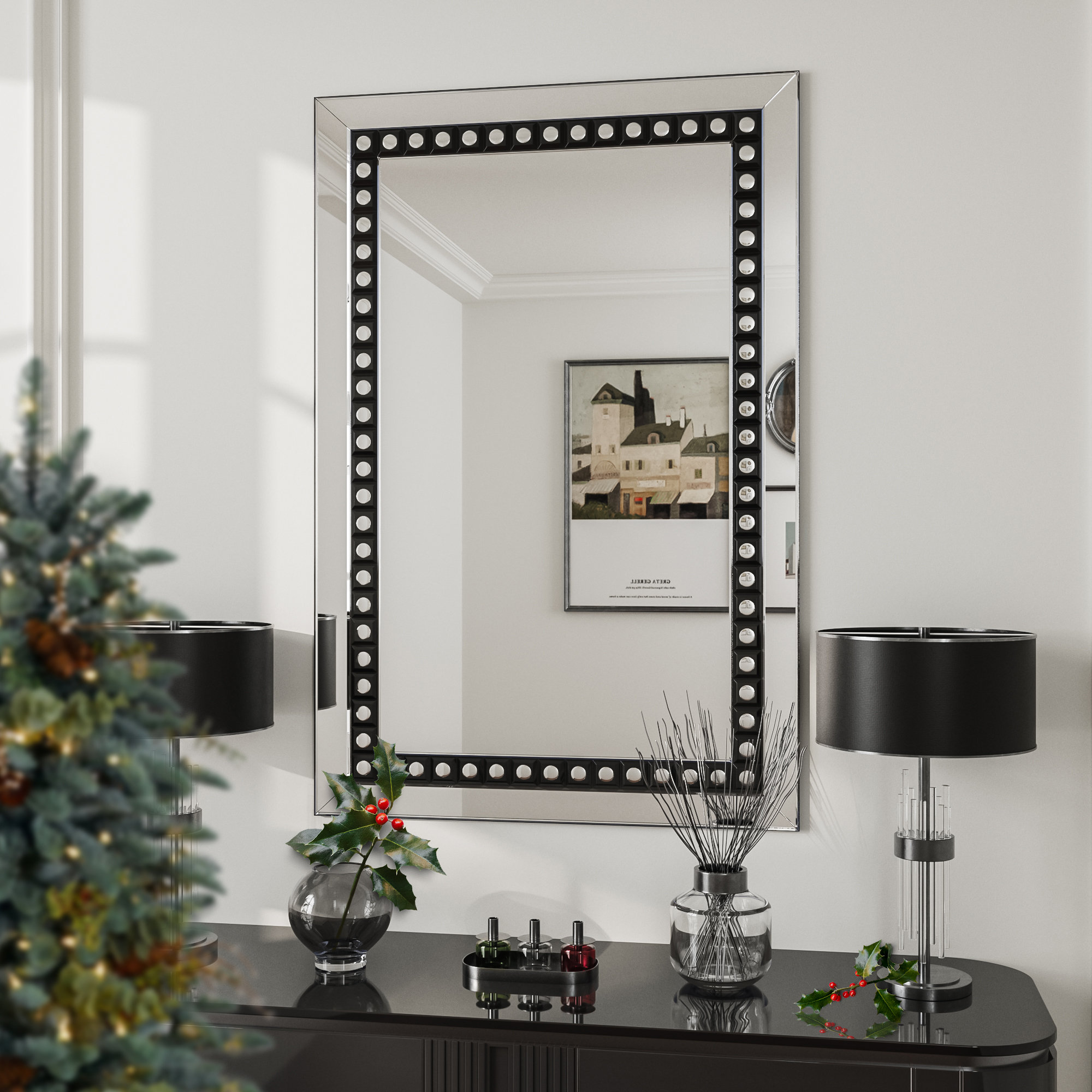 Mercer41 Bradli Rectangle Beveled Decorative Wall Mirror Accent Mirror ...