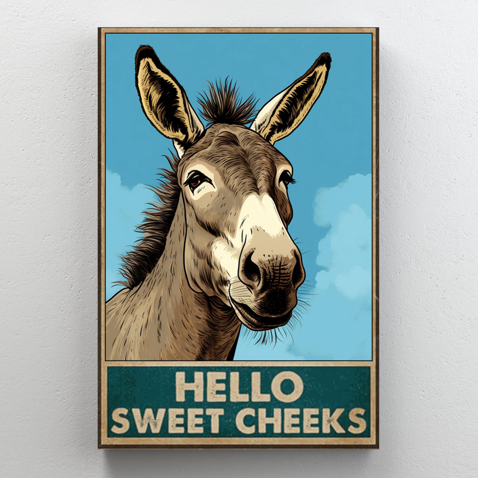 MentionedYou Donkey Hello Sweet Cheeks - 1 Piece Rectangle Graphic Art ...