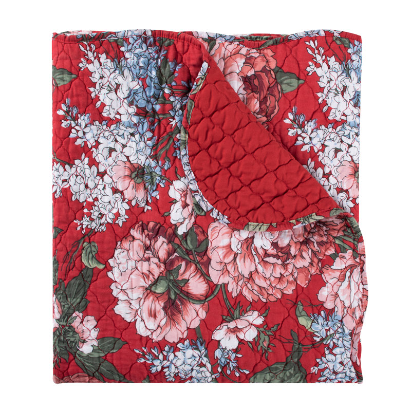 Greenland Home Fashions Millie Floral Reversible Quilted Throw | Wayfair