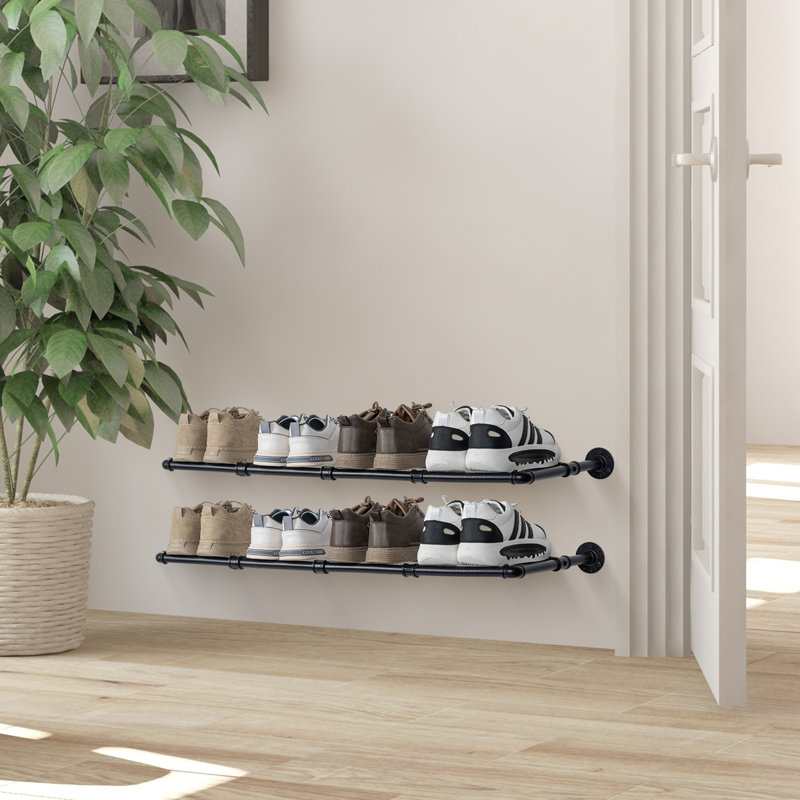 Trent Austin Design® 2 Piece Wall Black Pipe Shoe Storage Rack | Wayfair