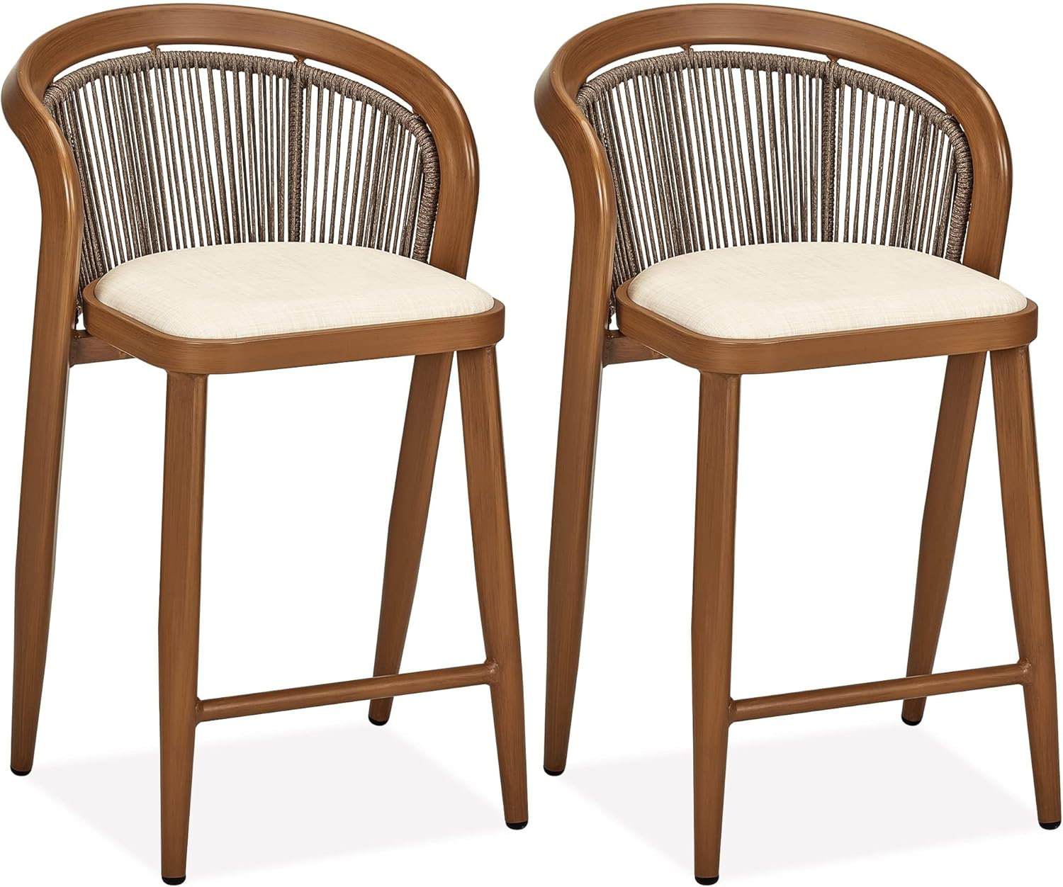 Red Barrel Studio® Bar Stools Set Of 2, Modern Rattan Bar Stools With ...