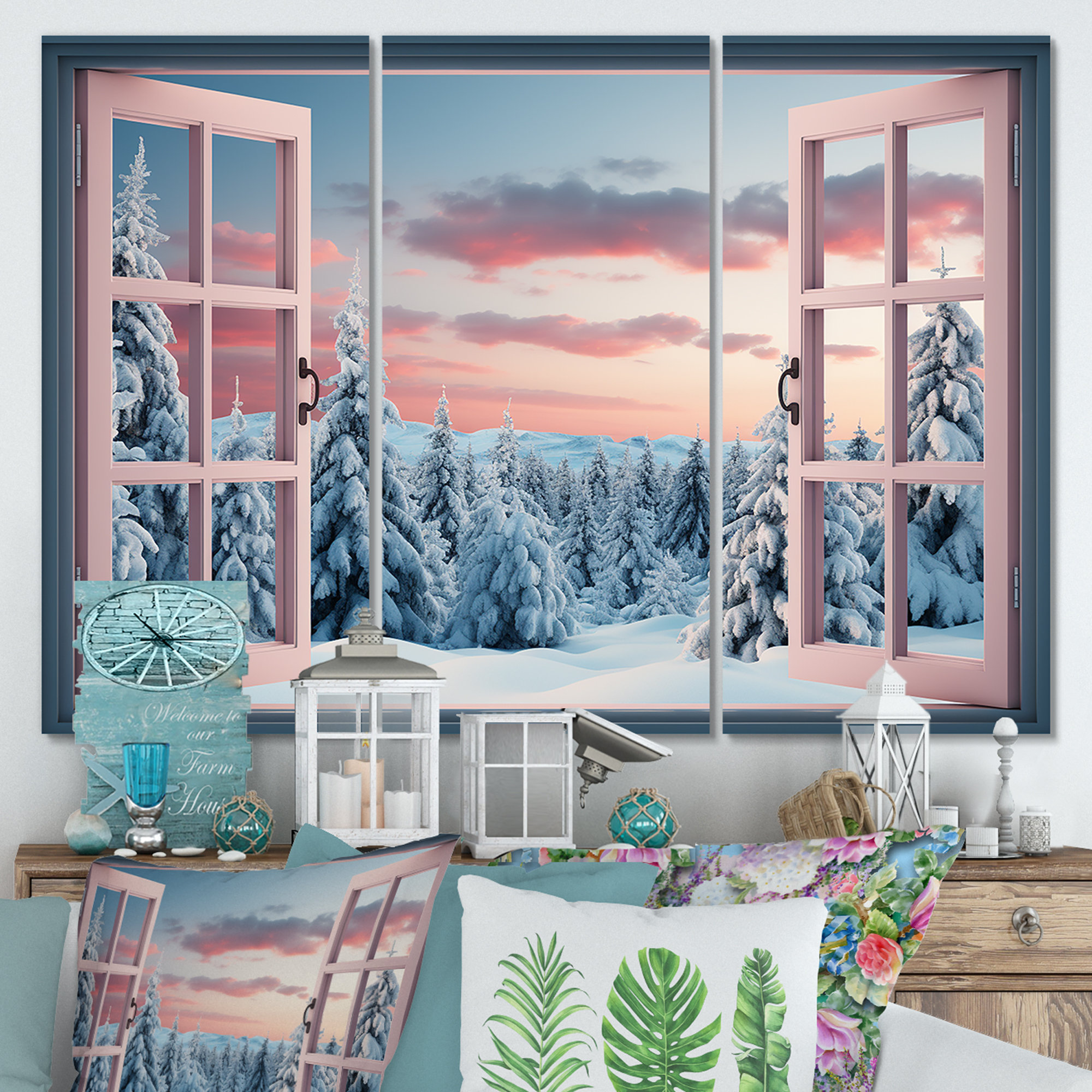 Millwood Pines Forest Winter Window View I - Winter Landscape Wall Art ...