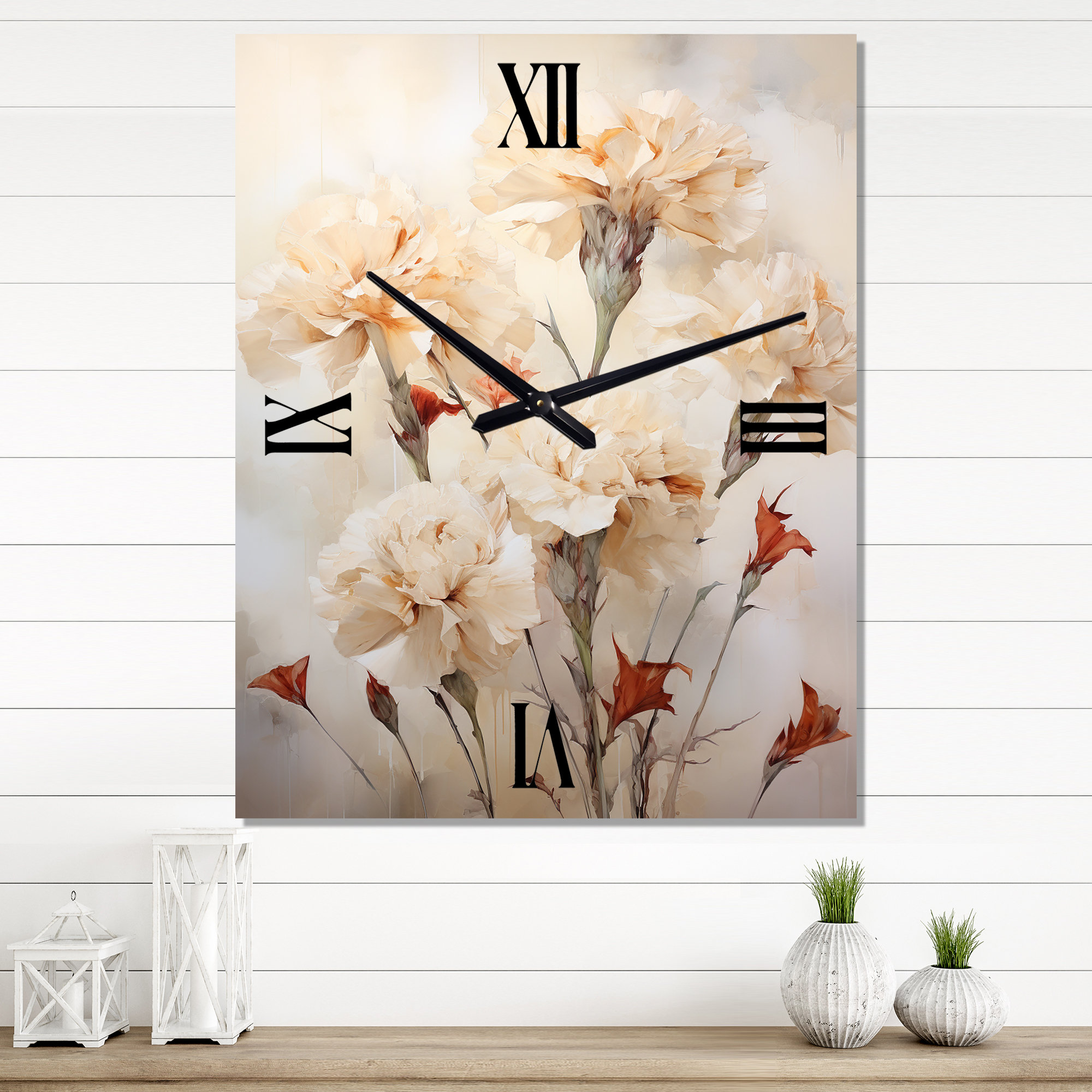 Latitude Run® Minimalism Carnations Bouquet I - Carnations Wall Clock ...