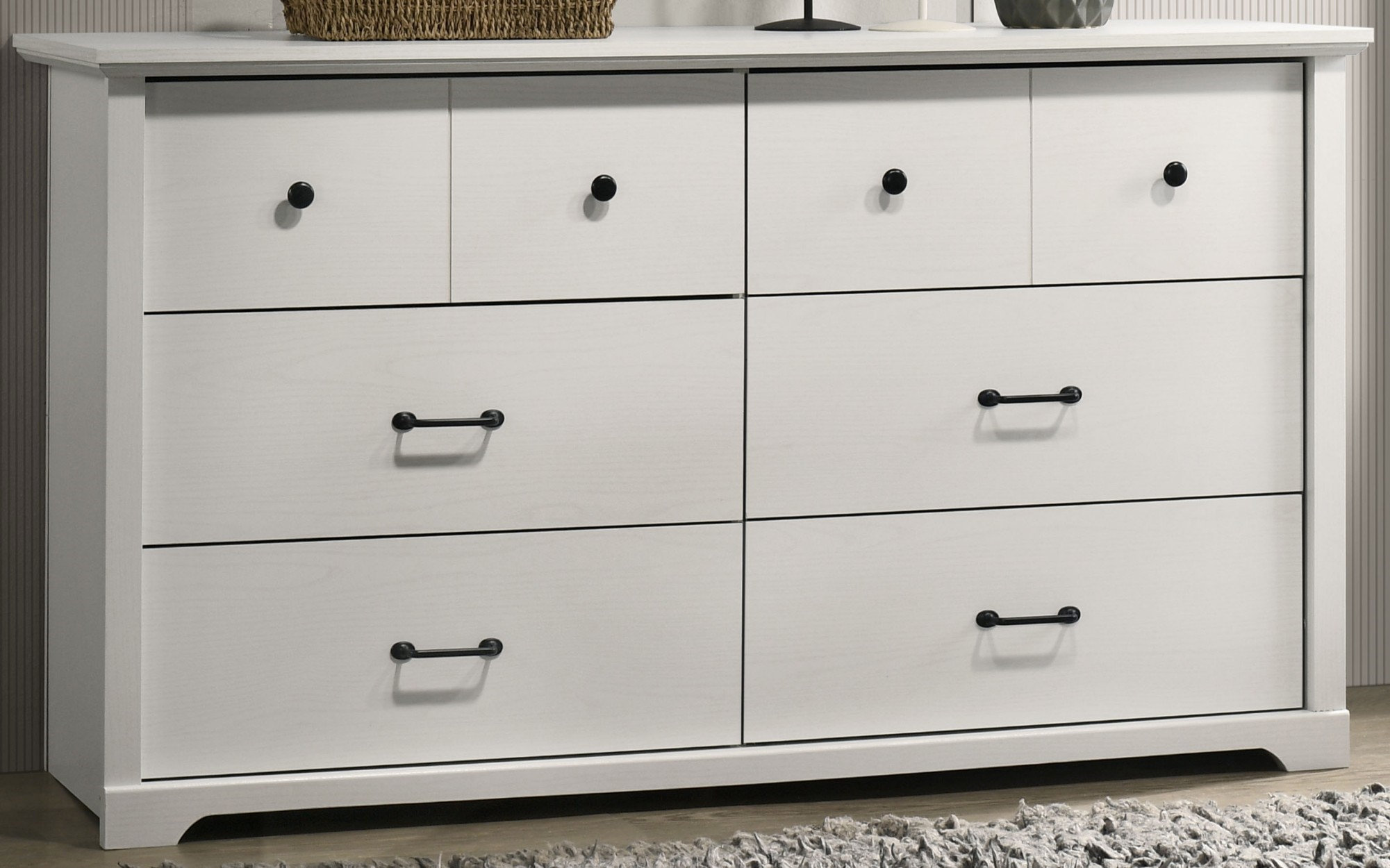 Winston Porter 6-Drawer Dresser, Wooden Frame Dresser With Metal Knob ...