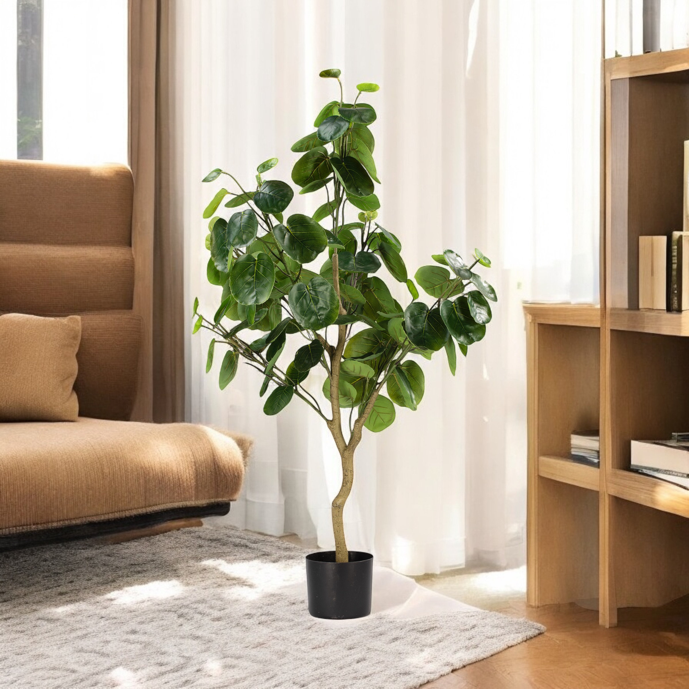 Primrue 48 Inches Artificial Fiddle Money Bag Tree In Plastic Nursery ...