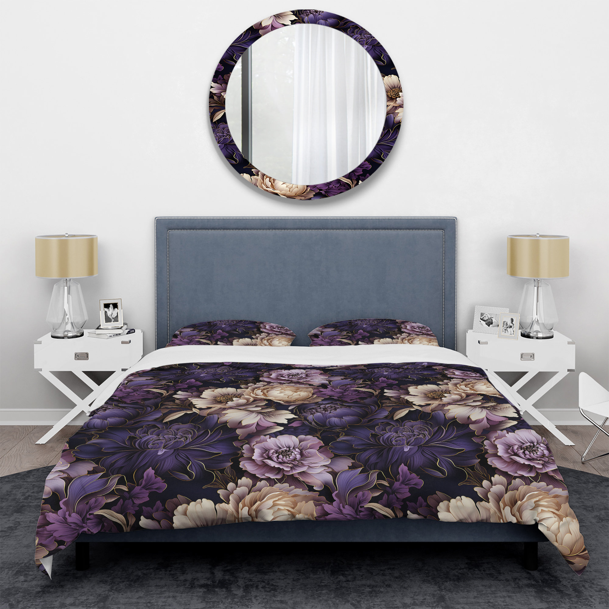 Design Art Shadowed Blossoms Moody Patterns Duvet Cover Set | Wayfair