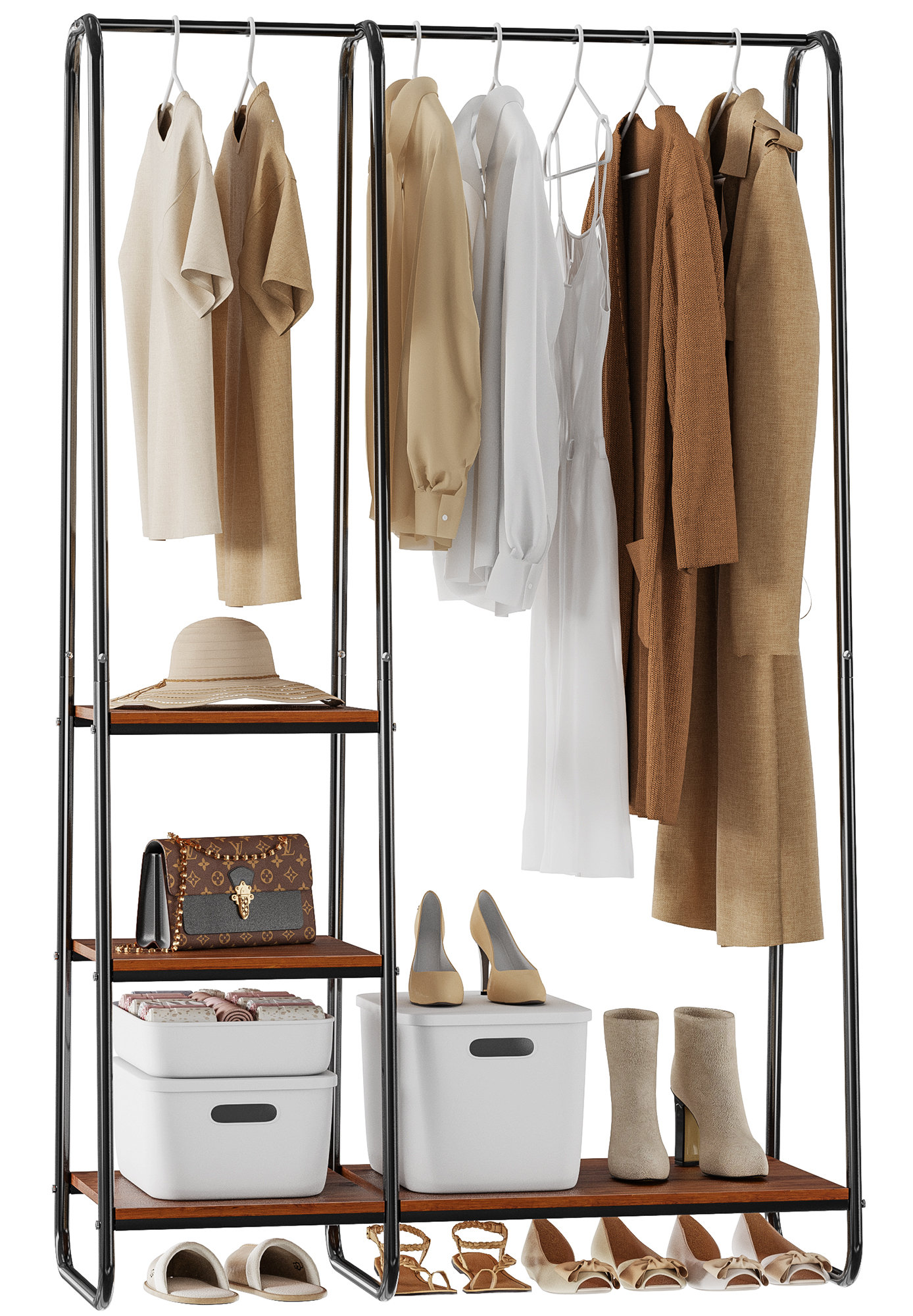 Rebrilliant Mahsiah Portable Clothes Hanging Rack,Closet Racks with ...