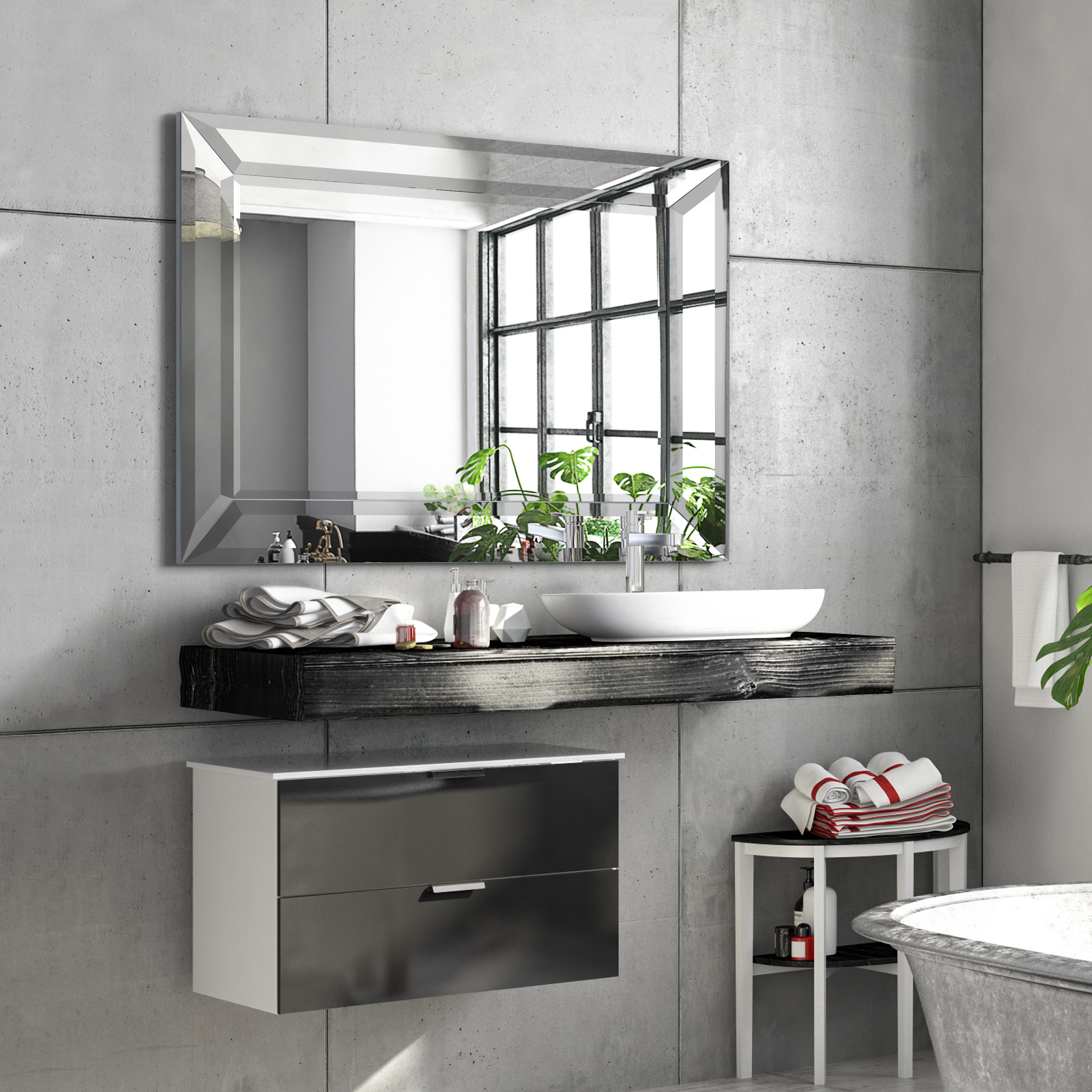 Mercer41 Lulubell Rectangle Glass Panel Frame Wall Mirror | Wayfair