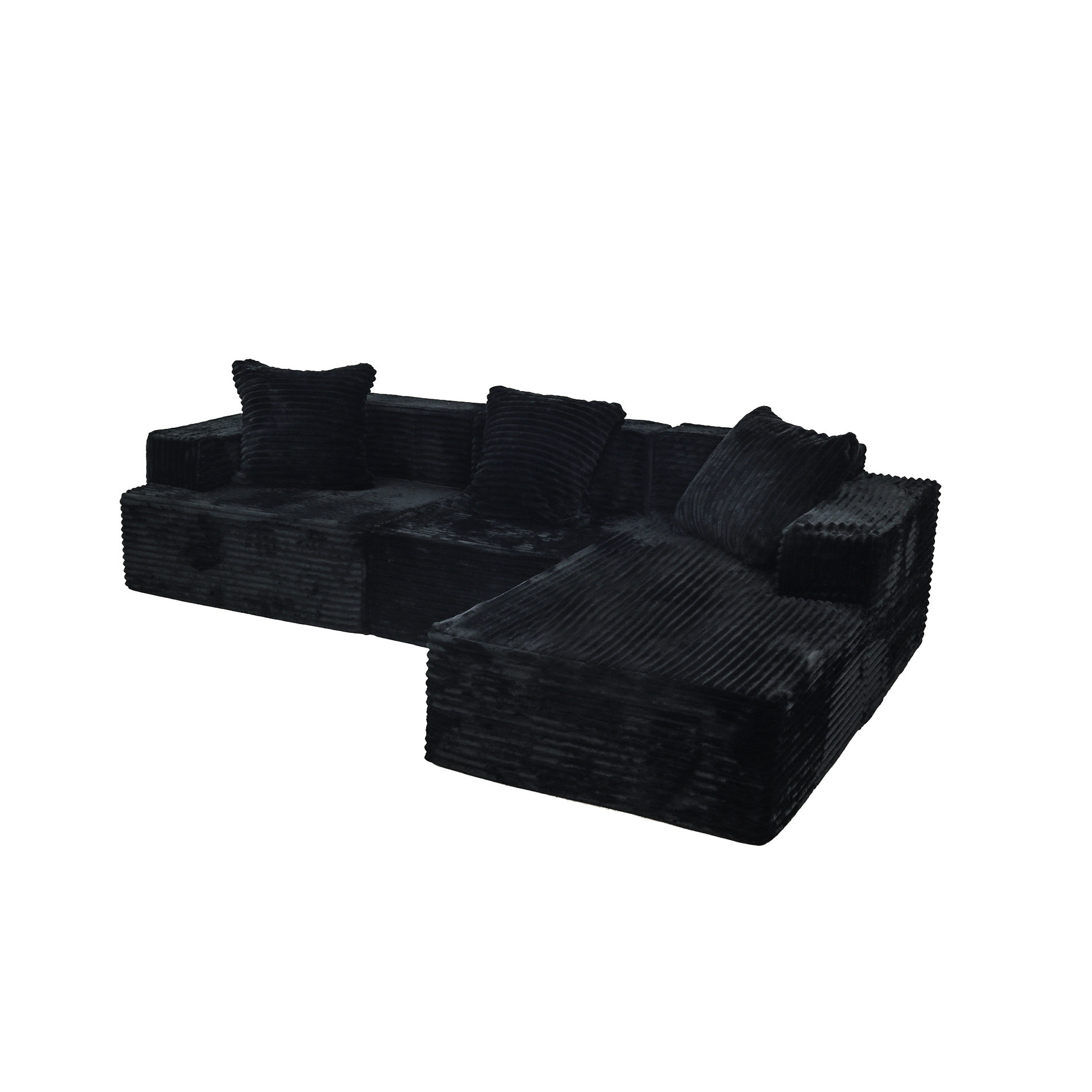 Latitude Run® Deep Seat Compression Sectional Couch With Comfy Chaise ...