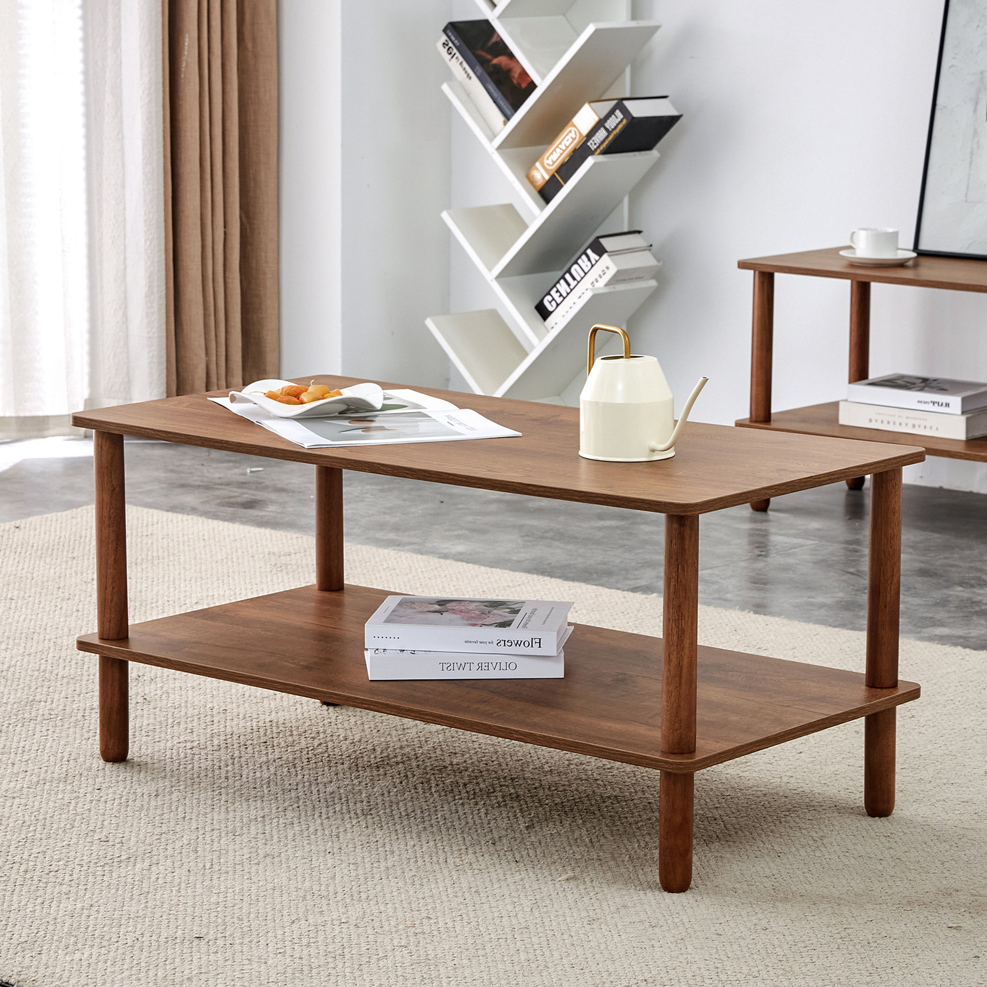 Ebern Designs 2-tier Rectangular Wood Coffee Table For Living Room ...