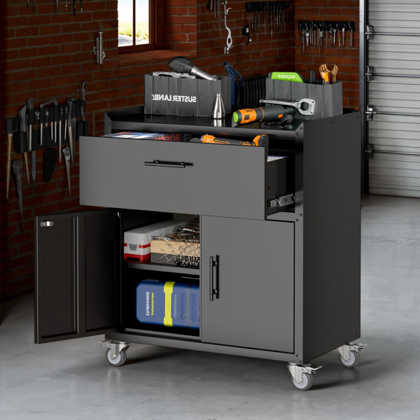 WFX Utility™ Lockable 2 Door Tool Cabinet for Garage, Rolling Metal ...