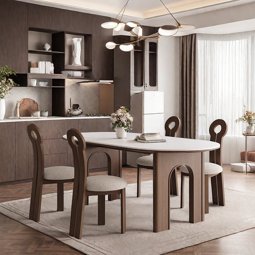 Greyleigh Modern Luxury Rock Plate Dining Table Chair Set 5 - Piece ...