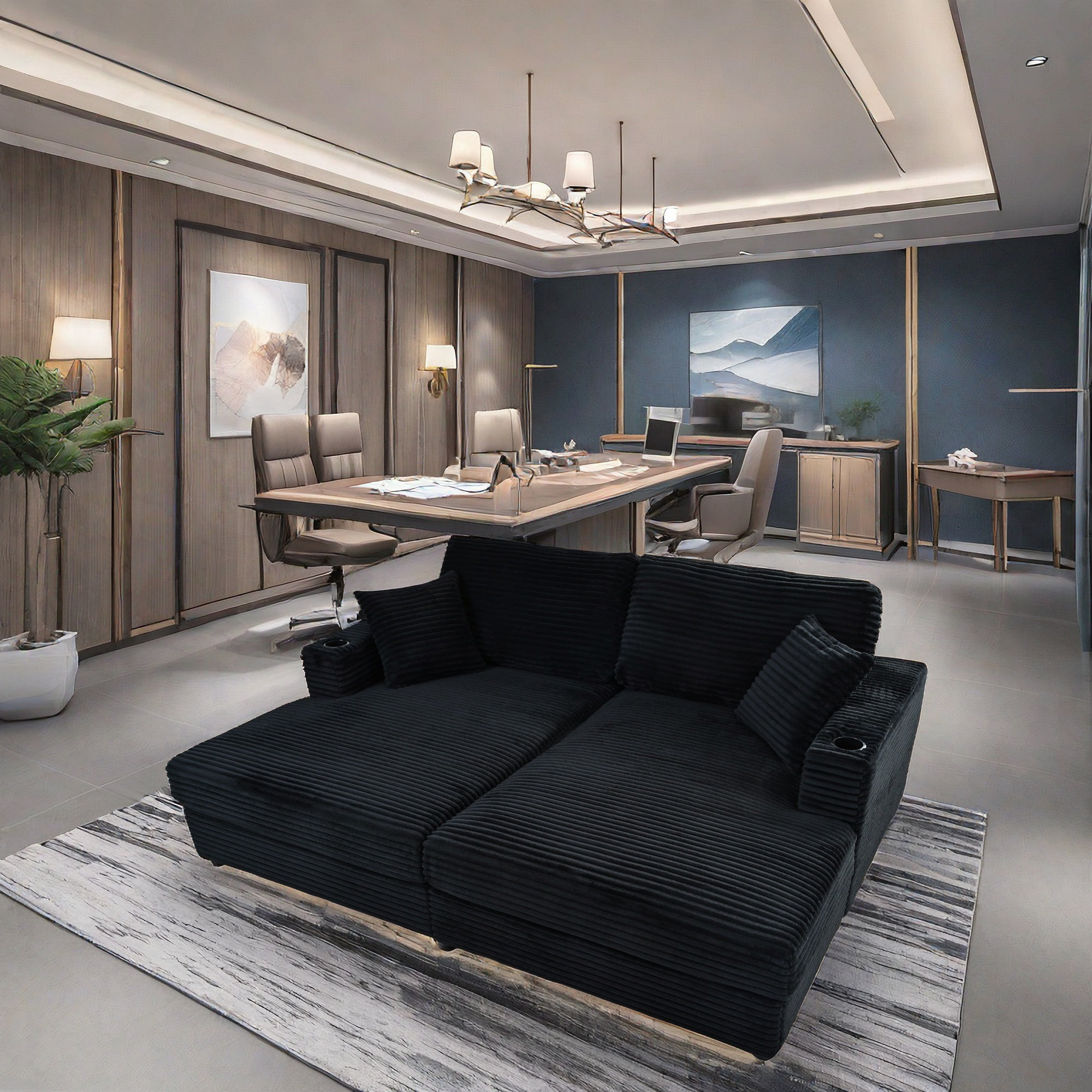 Everly Quinn Multi-Functional Chaise Lounge Sofa With Usb Ports, Cup ...