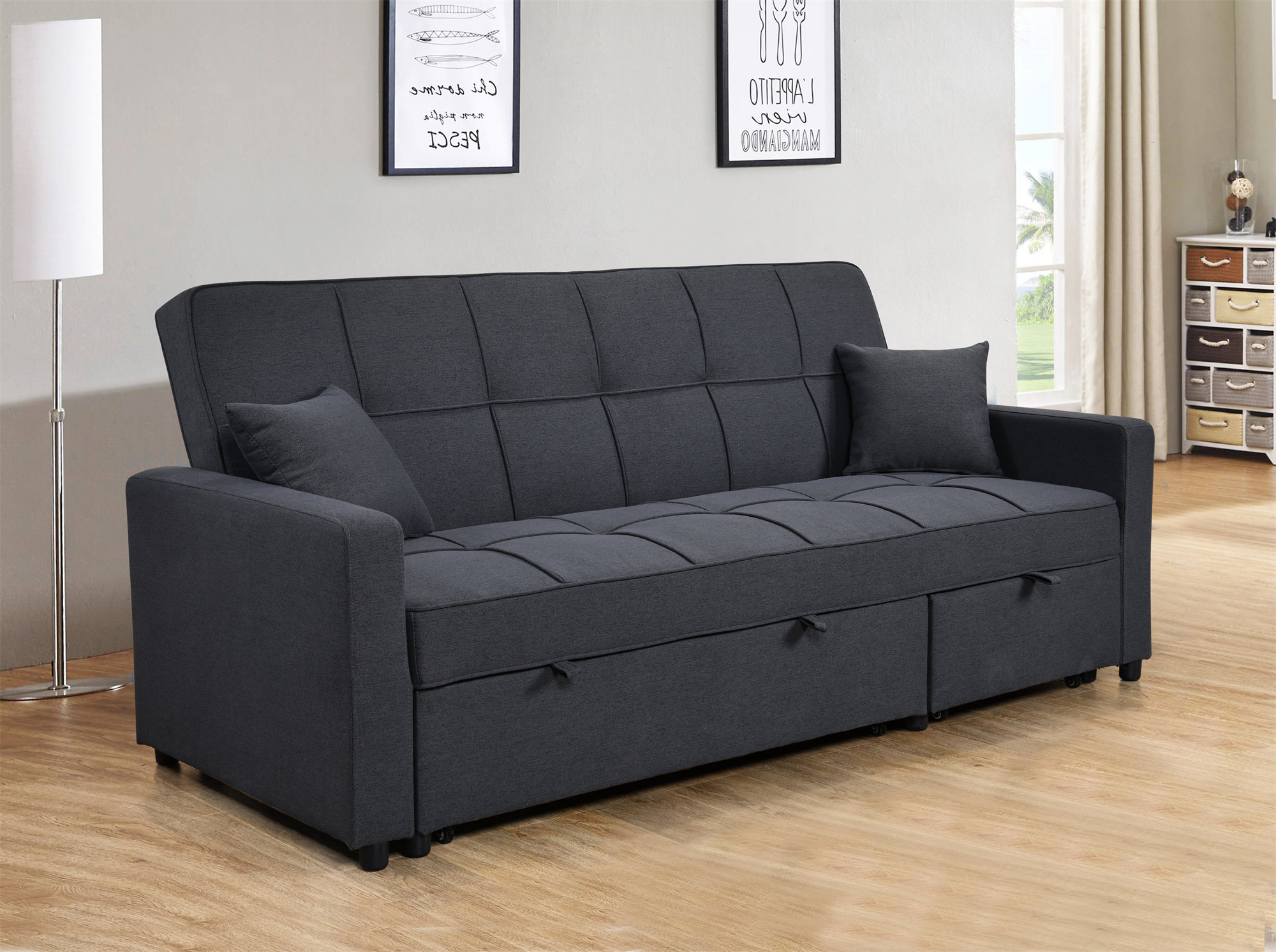 Ebern Designs 83" Oversized Upholstered Sofa Bed W/Pull Out Couch Bed ...